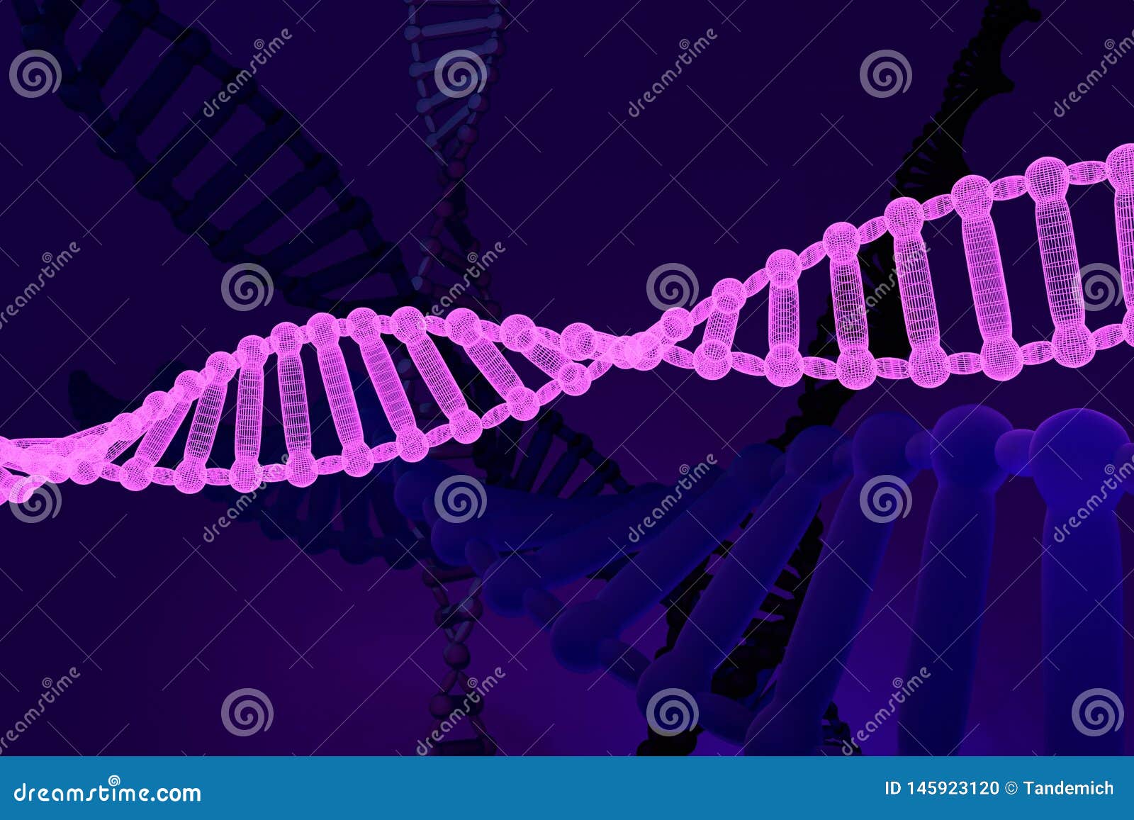 Dna Molecule Structure Deep Blue Toning Stock Illustration ...
