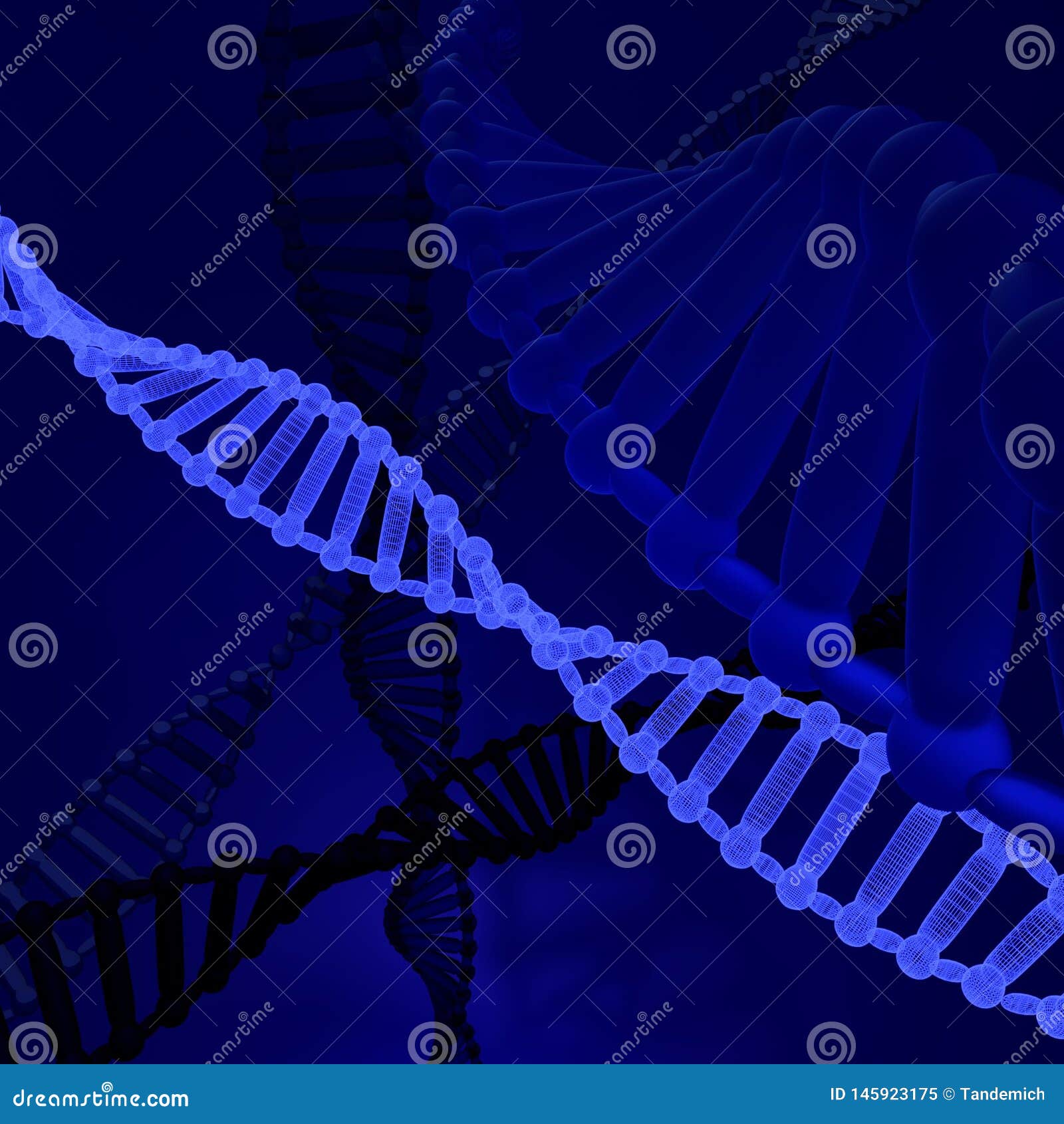 Dna Molecule Structure Deep Blue Toning Stock Illustration ...