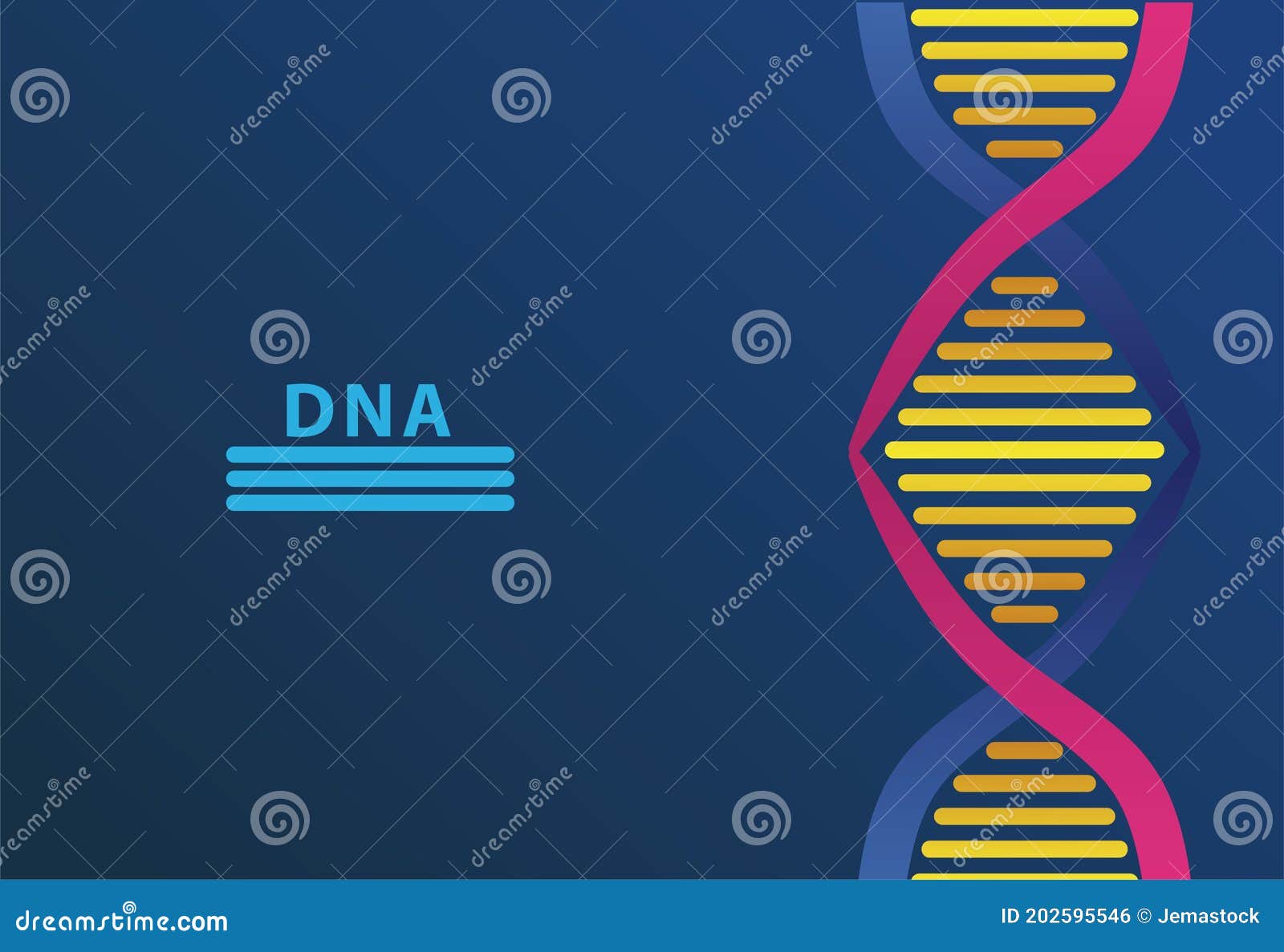 Dna Molecule Structure and Lettering in Blue Background Stock Vector ...