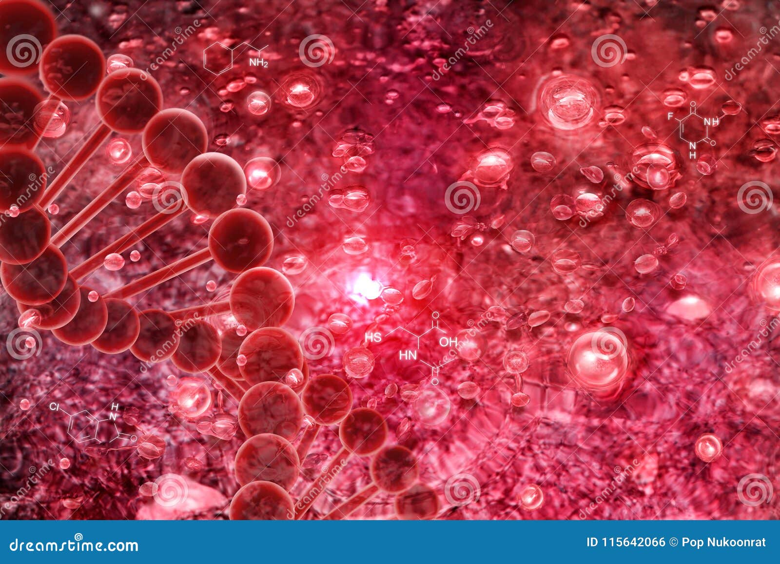 DNA Molecule Structure on Red Texture Background. Stock Photo - Image ...