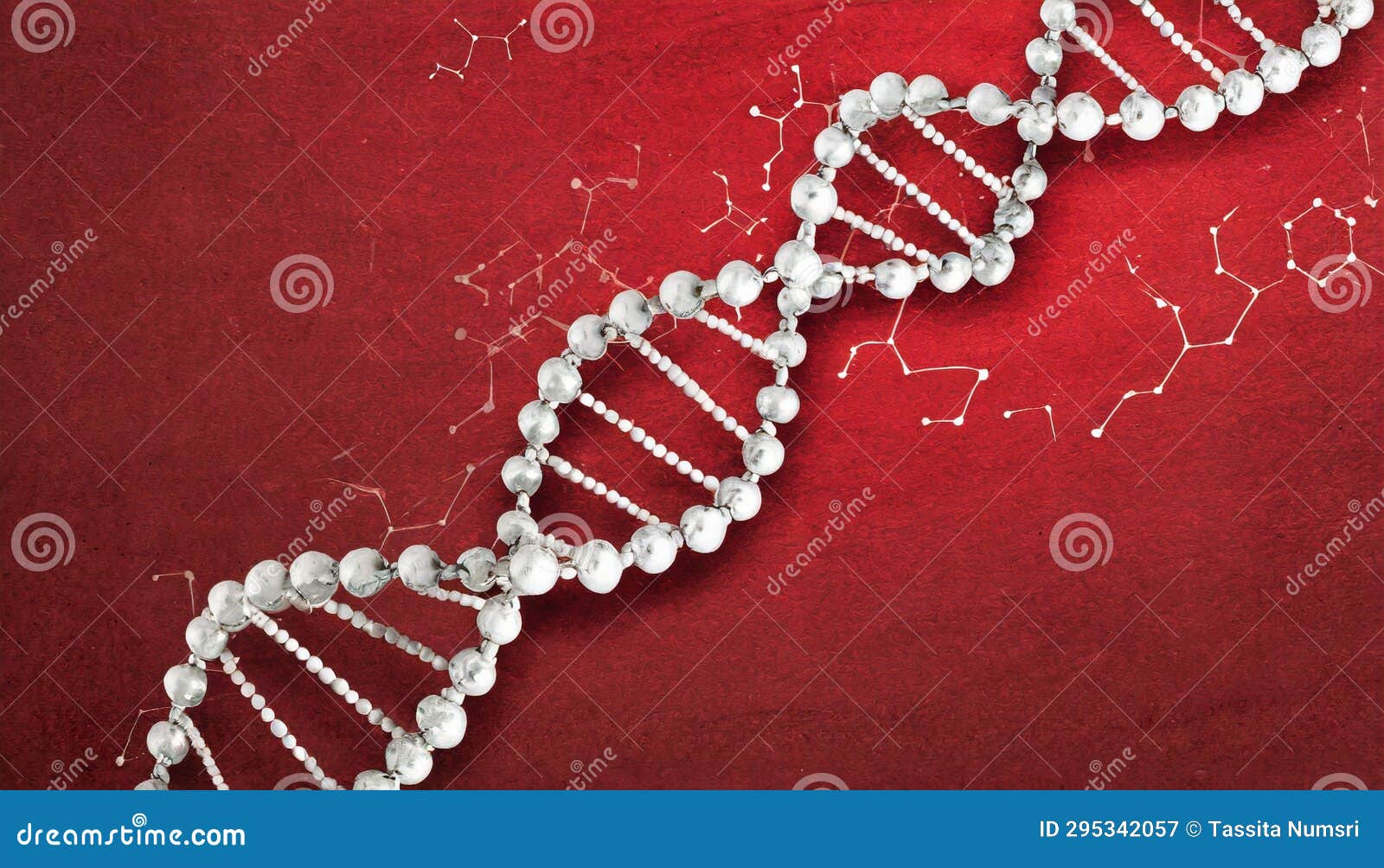 DNA Molecule Structure on Red Texture Background. Biochemistry Concept ...
