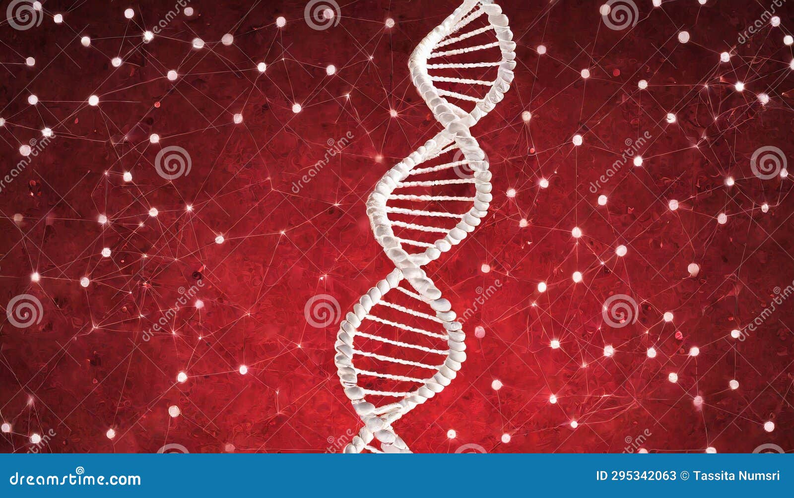 DNA Molecule Structure on Red Texture Background. Biochemistry Concept ...