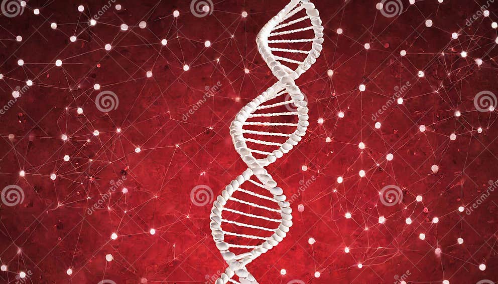 DNA Molecule Structure on Red Texture Background. Biochemistry Concept ...