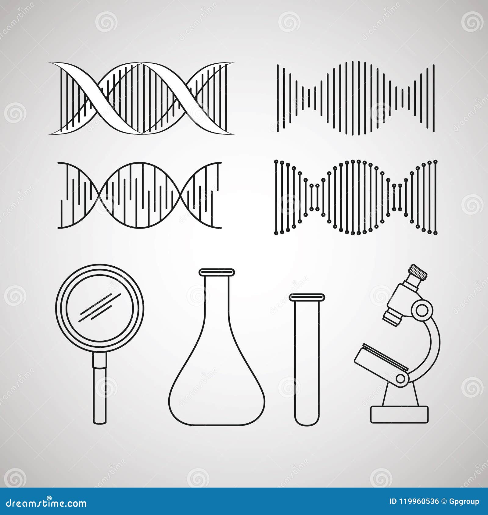 Dna Molecule Structure Set Icons Stock Vector - Illustration of gene ...