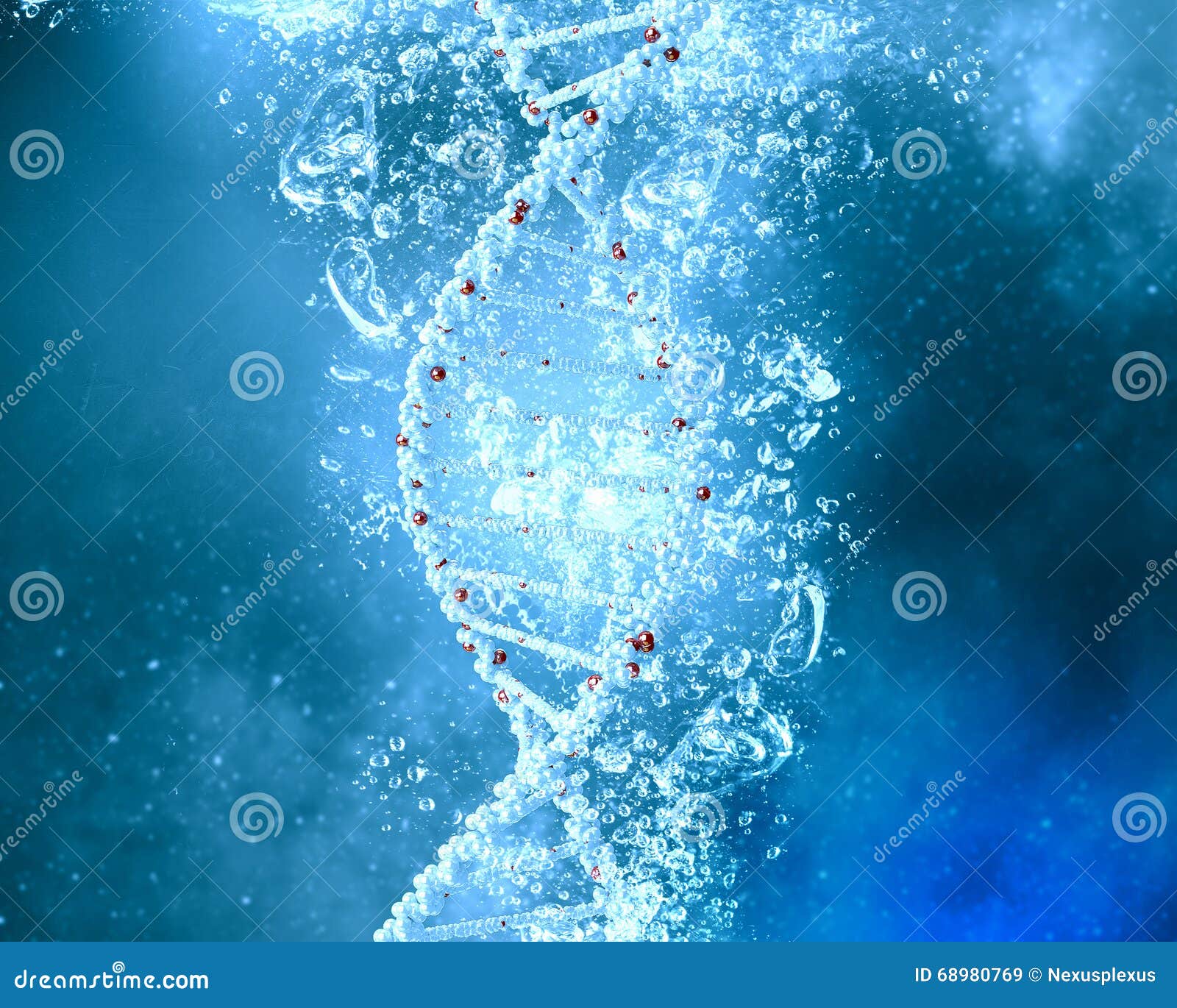 DNA molecule in water stock image. Image of blue, cell - 68980769