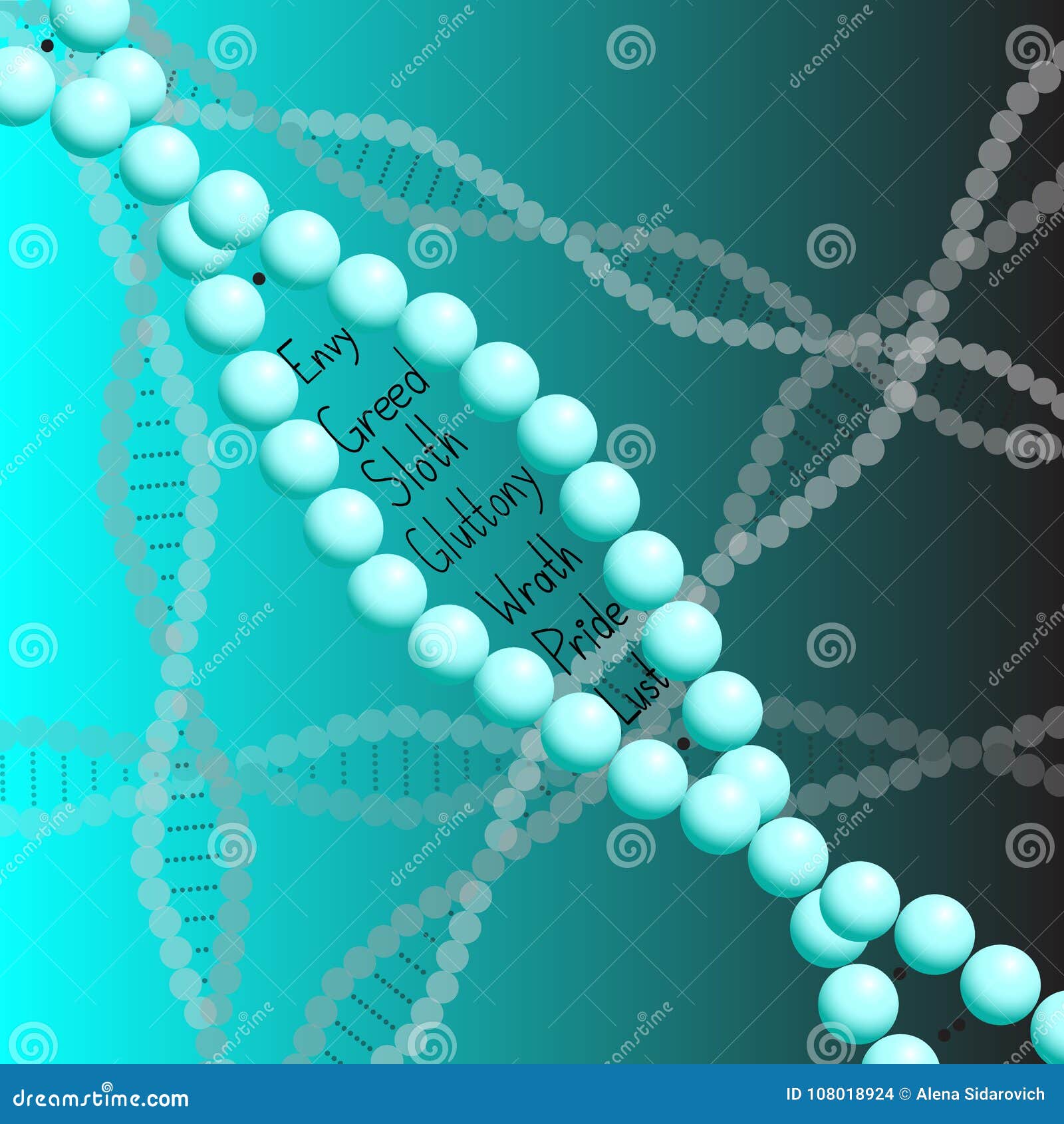 A DNA Molecule into Which Seven Deadly Sins are Inscribed on a B Stock ...