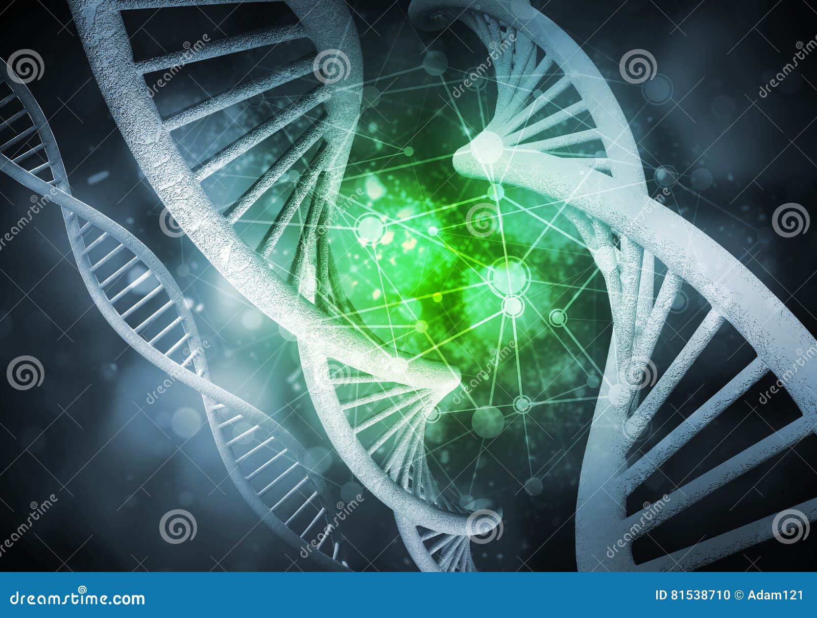 DNA Molecules Background, 3D Rendering Stock Illustration ...