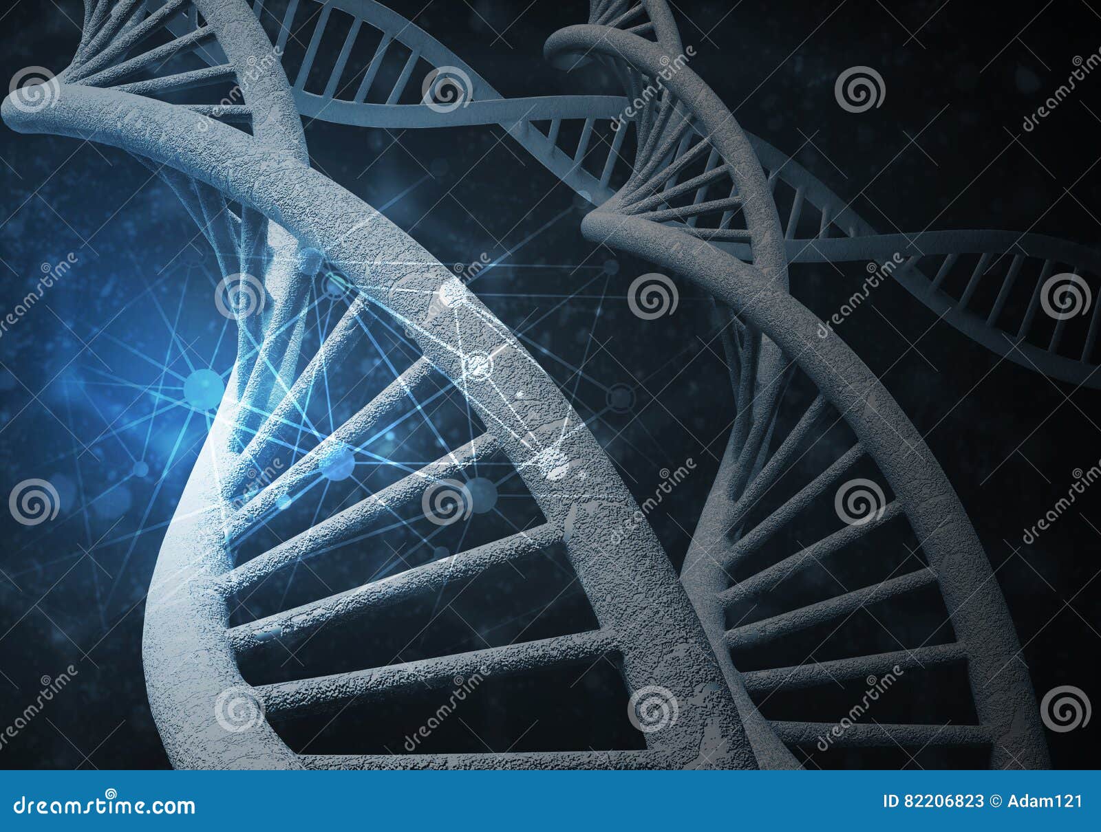 DNA Molecules Background, 3D Rendering Stock Illustration ...