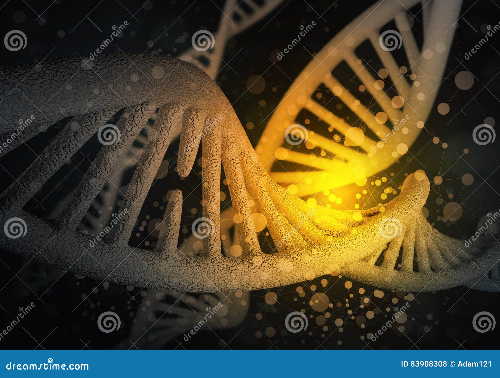 DNA Molecules Background, 3D Rendering Stock Illustration ...