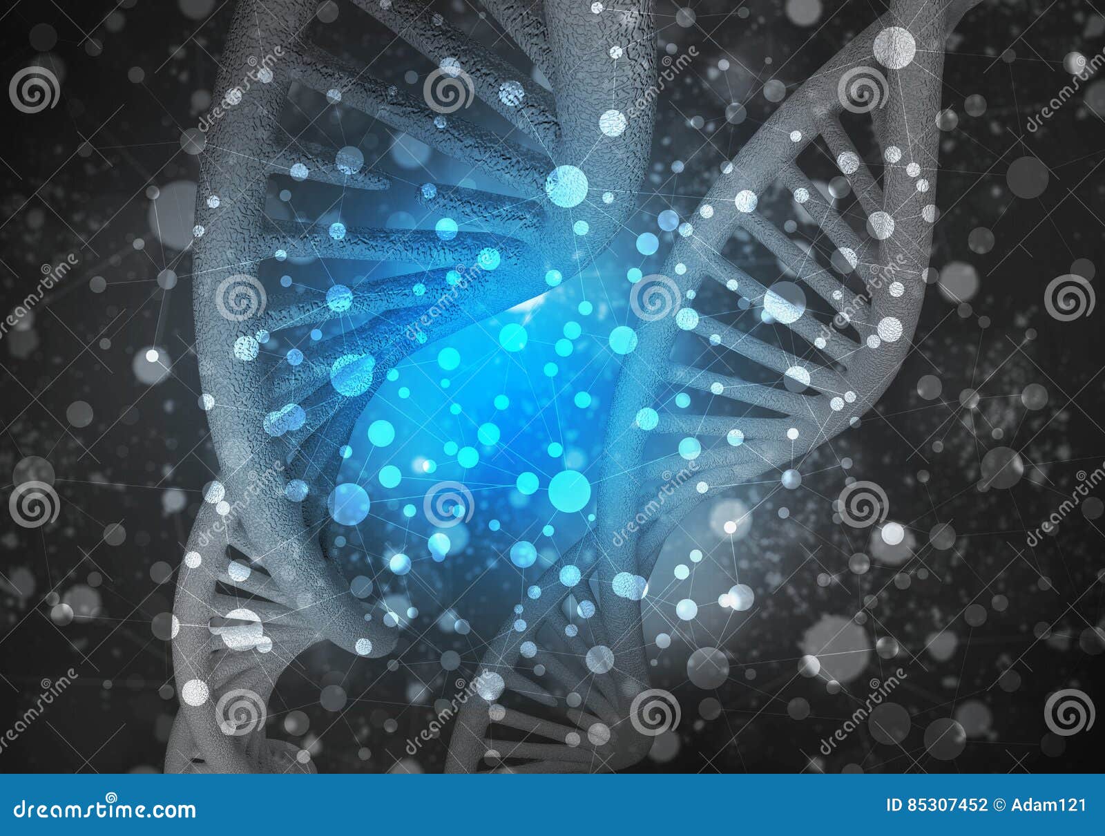 DNA Molecules Background, 3D Rendering Stock Illustration ...