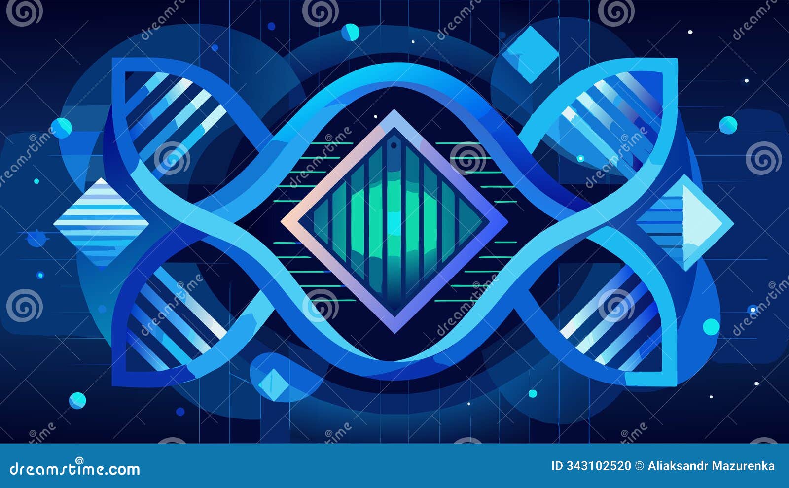DNA Molecules. Genetic Biotechnology. Abstract Blue Glowing Wavy ...