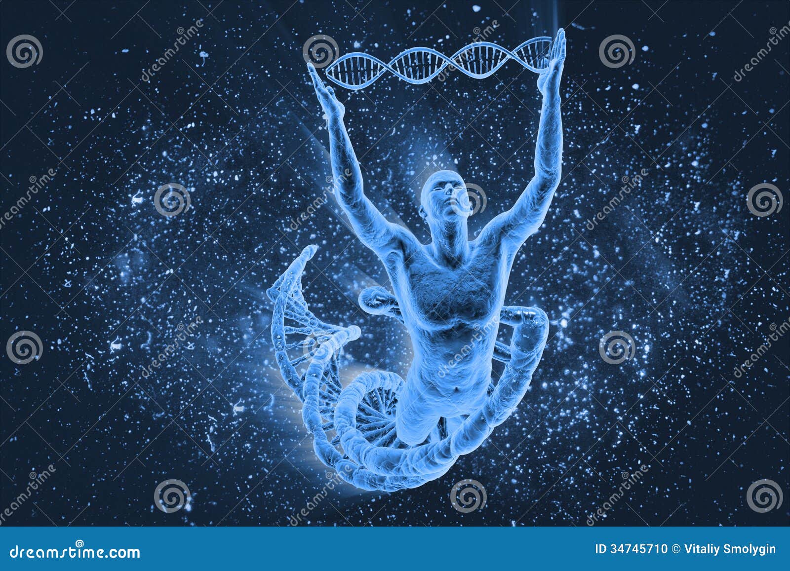 DNA molecules and men stock illustration. Illustration of chromosome ...