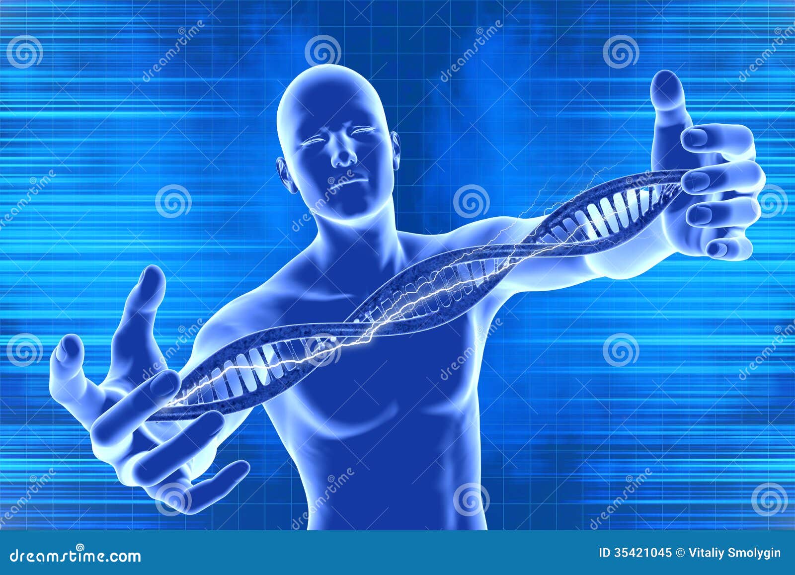DNA molecules and men stock illustration. Illustration of biology ...