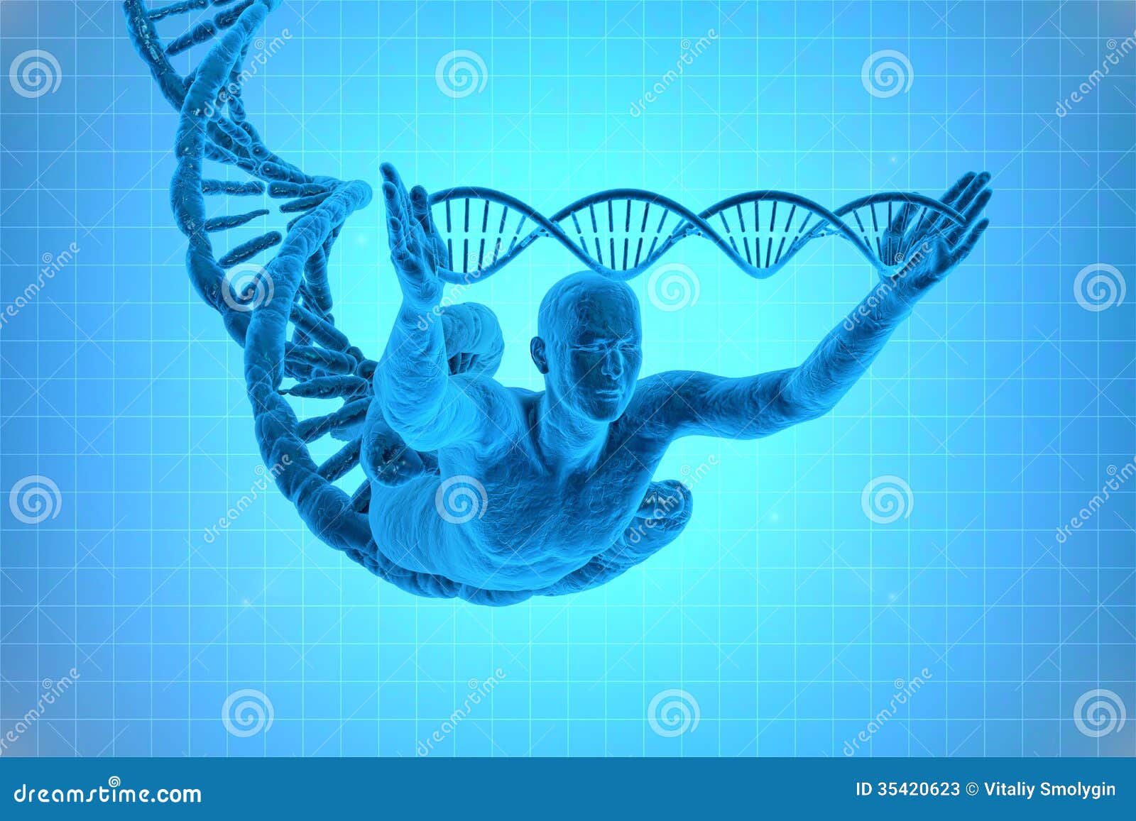 DNA molecules and men stock illustration. Illustration of magnification ...