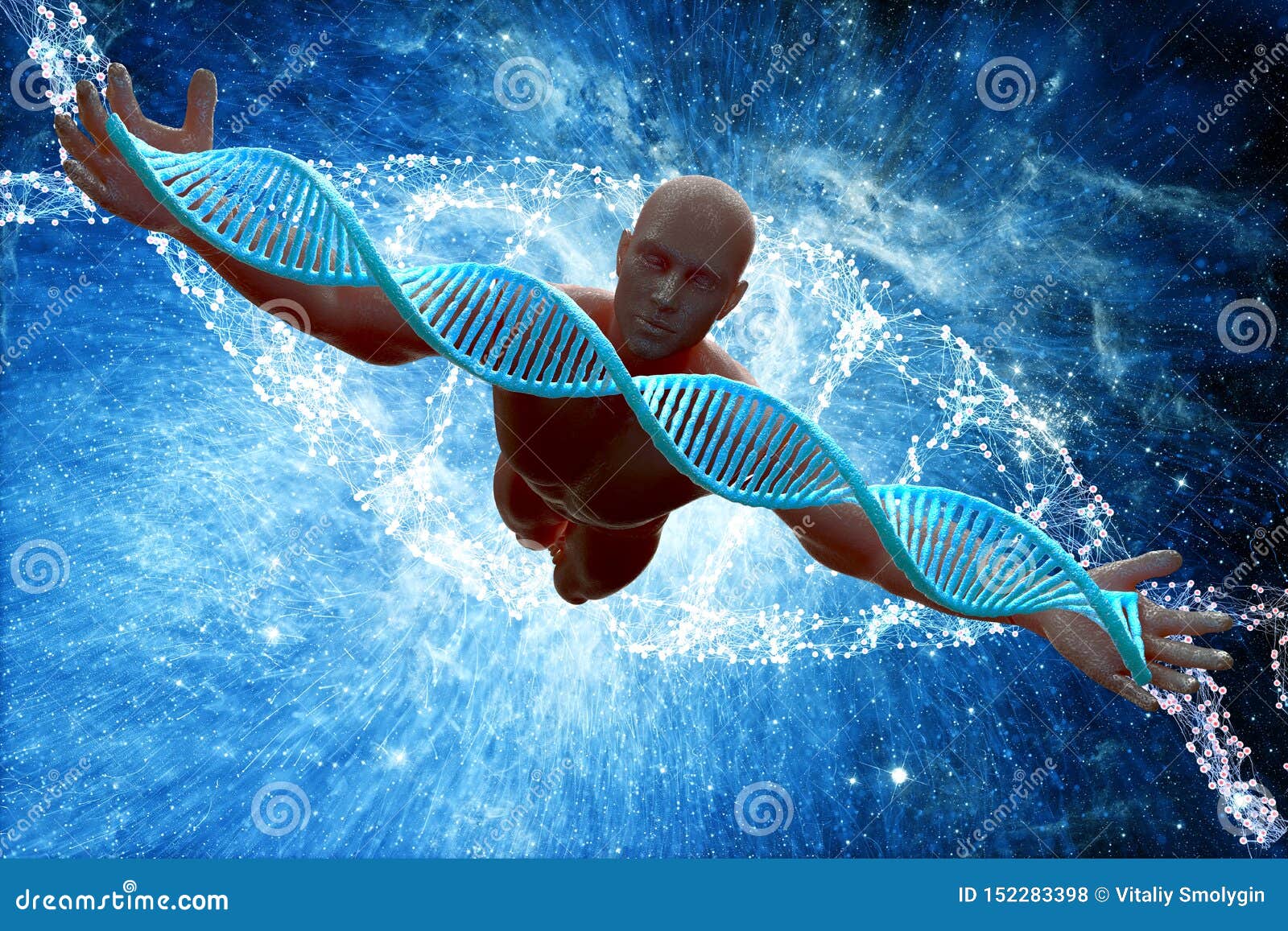 DNA Molecules and Men in 3D Illustration. Stock Illustration ...