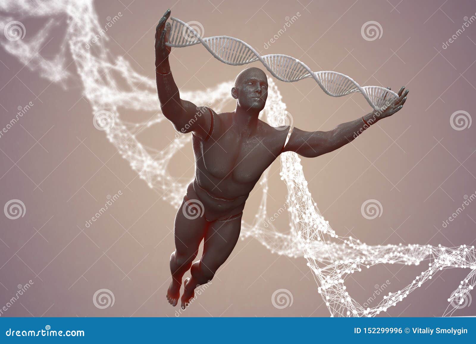 DNA Molecules and Men in 3D Illustration. Stock Illustration ...