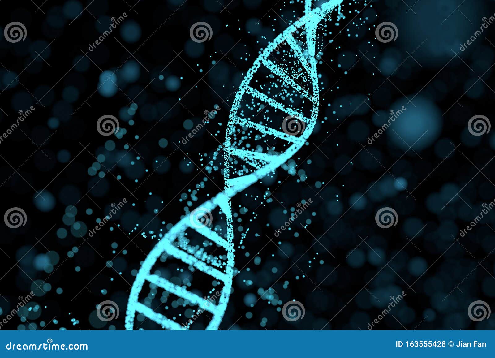 DNA Particles and Diffused Glowing Lines, 3d Rendering Stock ...