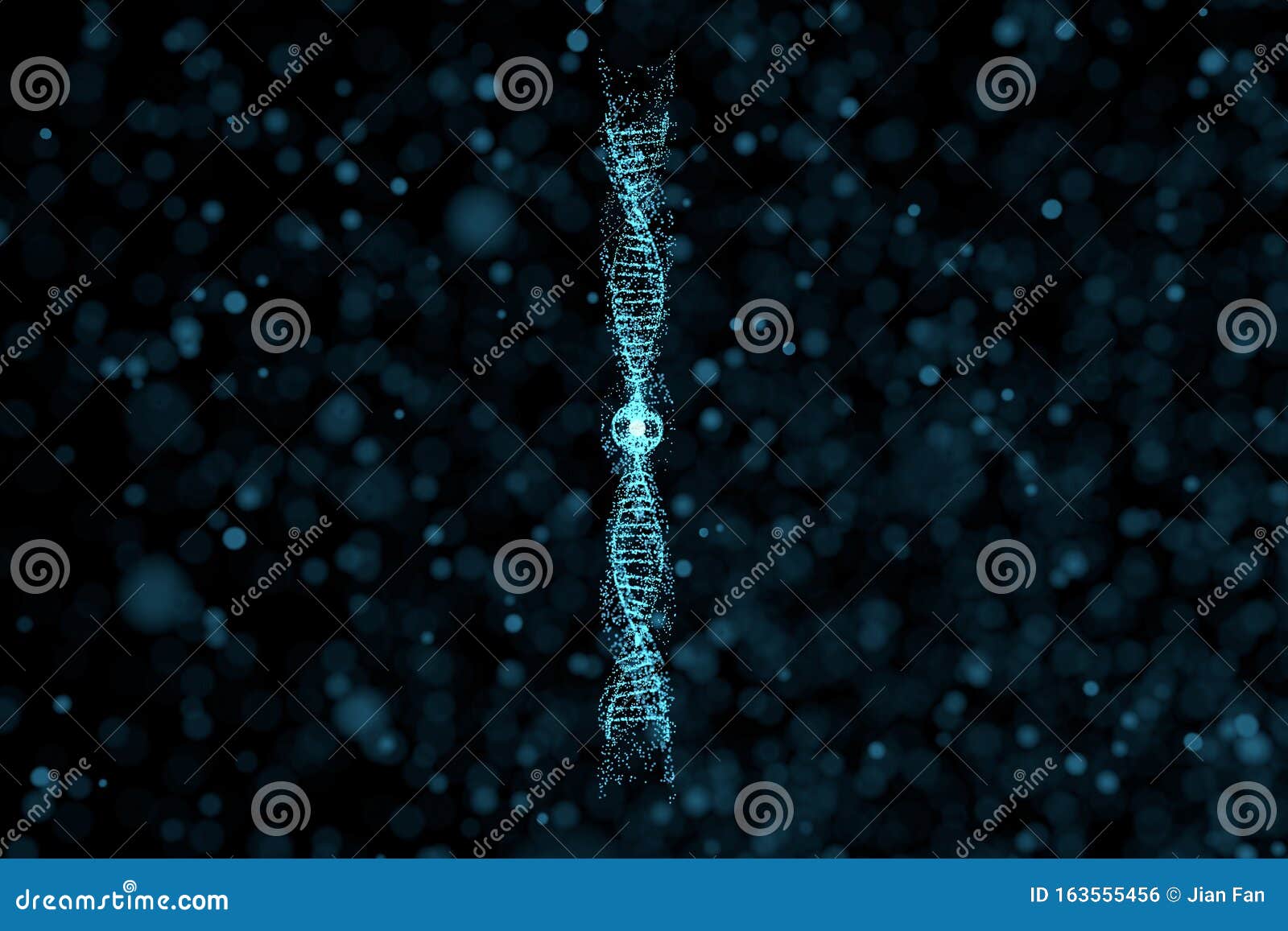 DNA Particles and Diffused Glowing Lines, 3d Rendering Stock ...