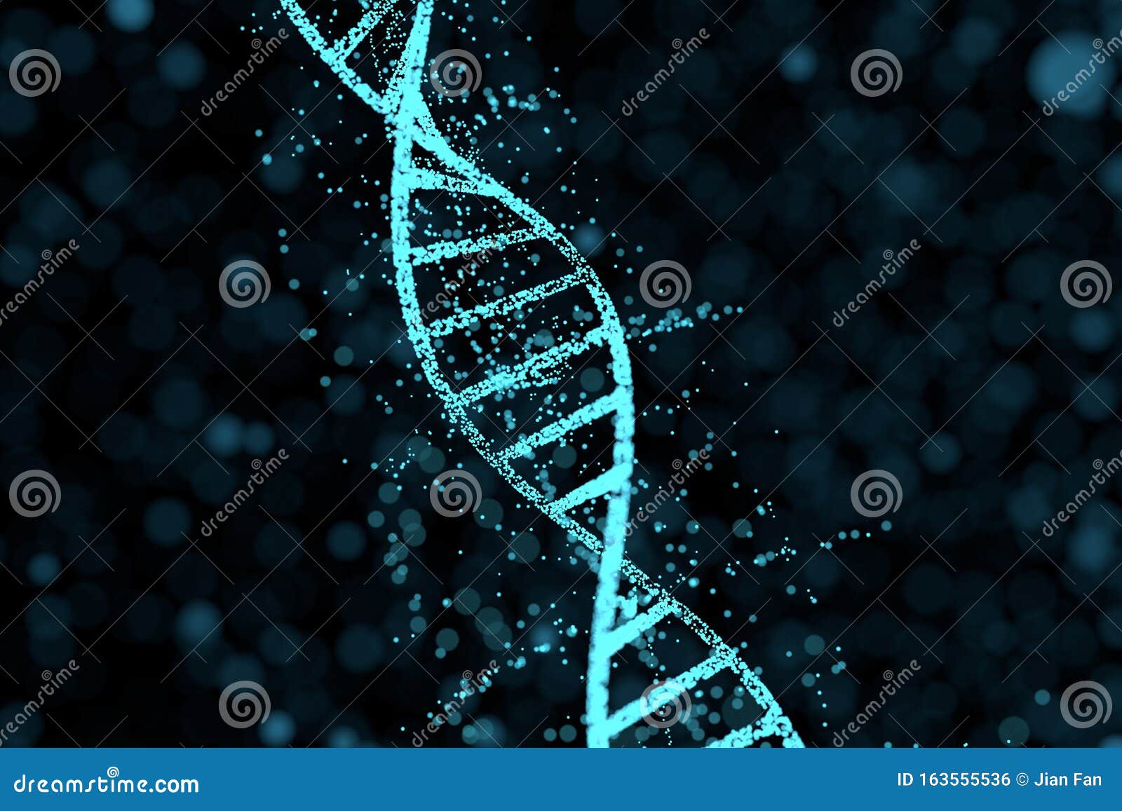 DNA Particles and Diffused Glowing Lines, 3d Rendering Stock ...