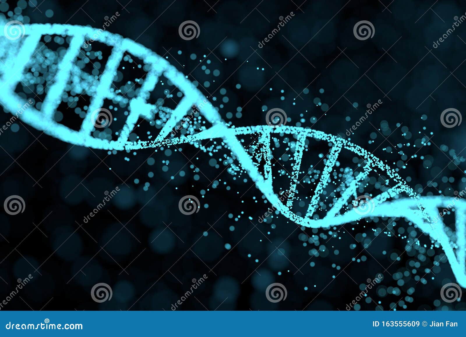 DNA Particles and Diffused Glowing Lines, 3d Rendering Stock ...