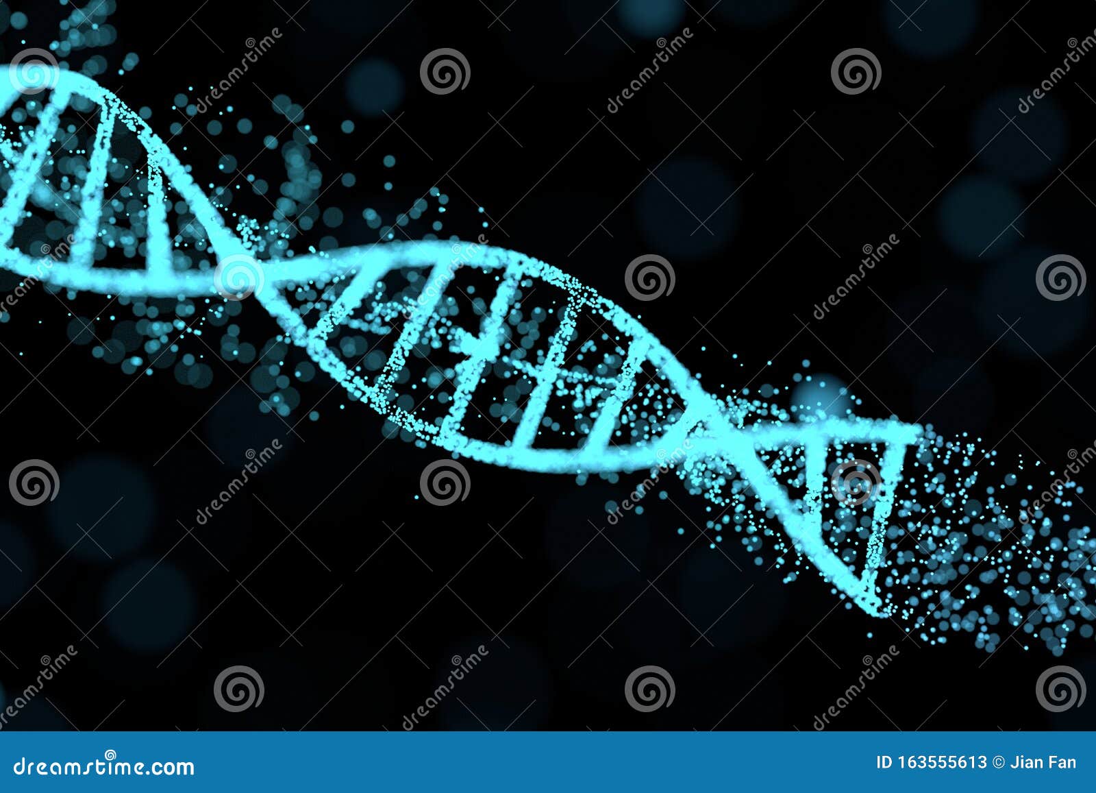 DNA Particles and Diffused Glowing Lines, 3d Rendering Stock ...