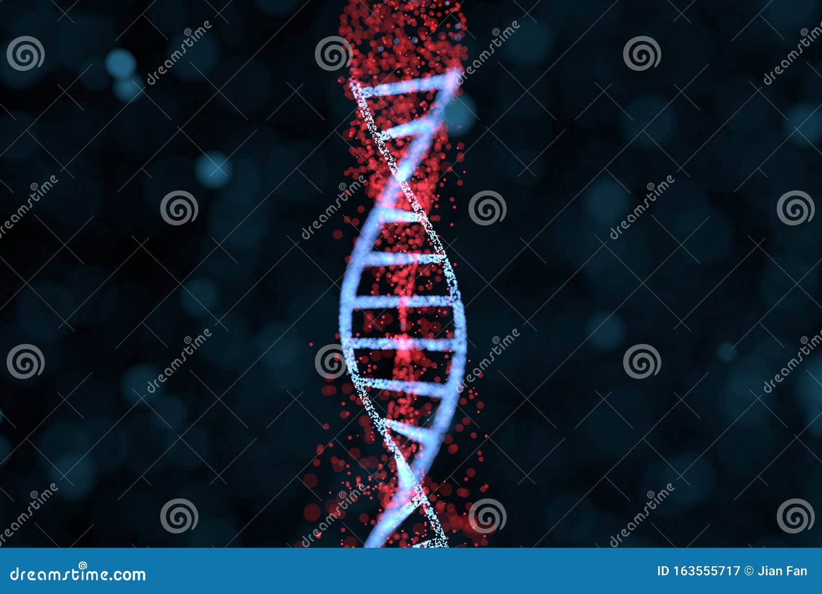 DNA Particles and Diffused Glowing Lines, 3d Rendering Stock ...
