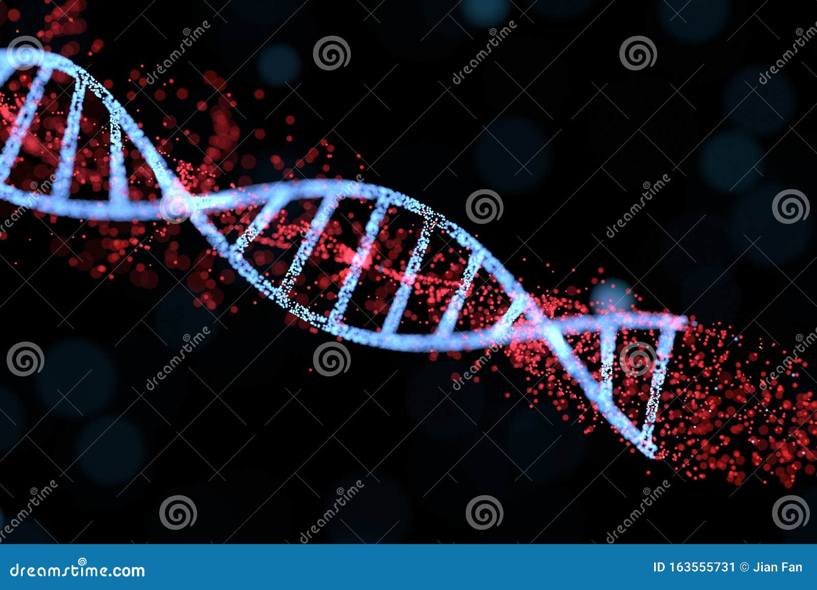 DNA Particles and Diffused Glowing Lines, 3d Rendering Stock ...