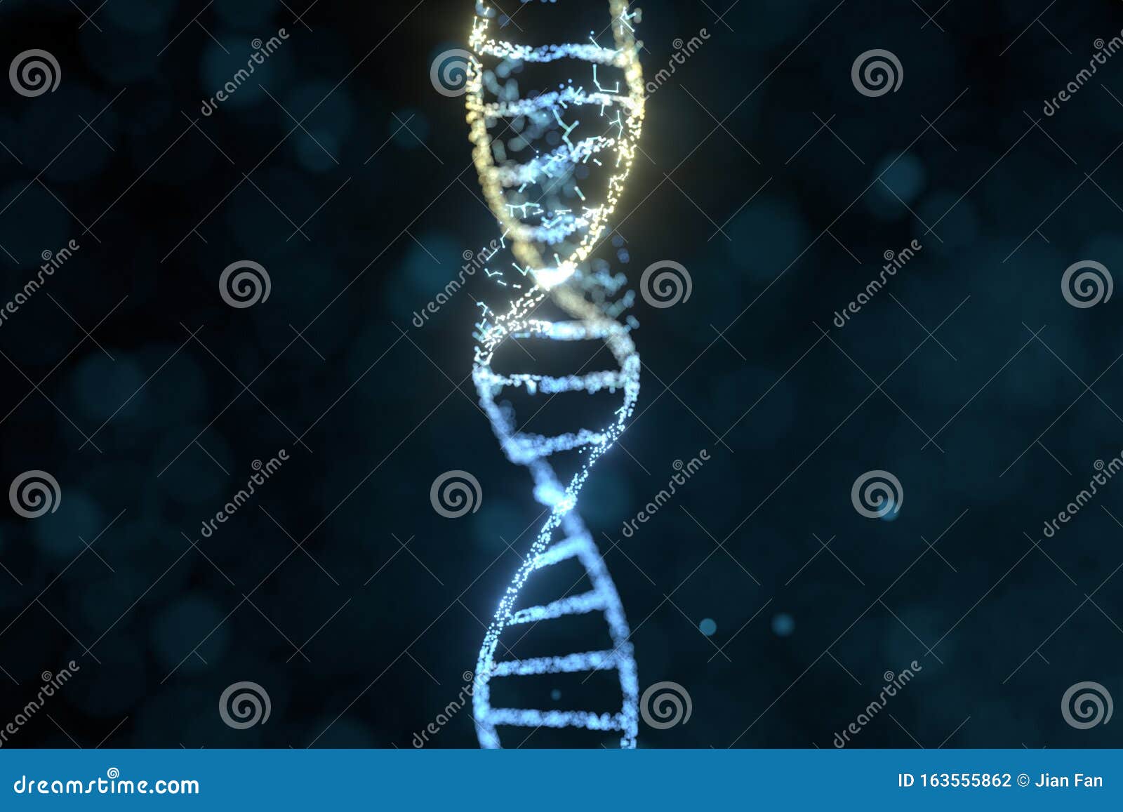 DNA Particles and Diffused Glowing Lines, 3d Rendering Stock ...