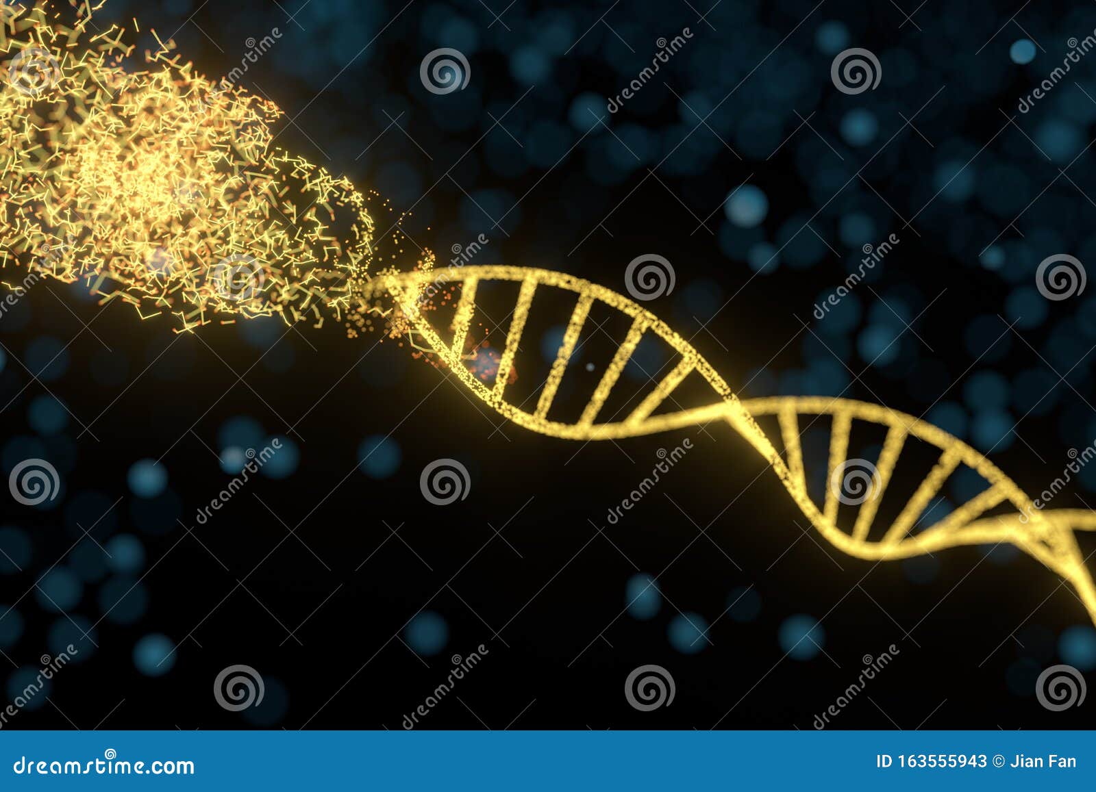 DNA Particles and Diffused Glowing Lines, 3d Rendering Stock ...