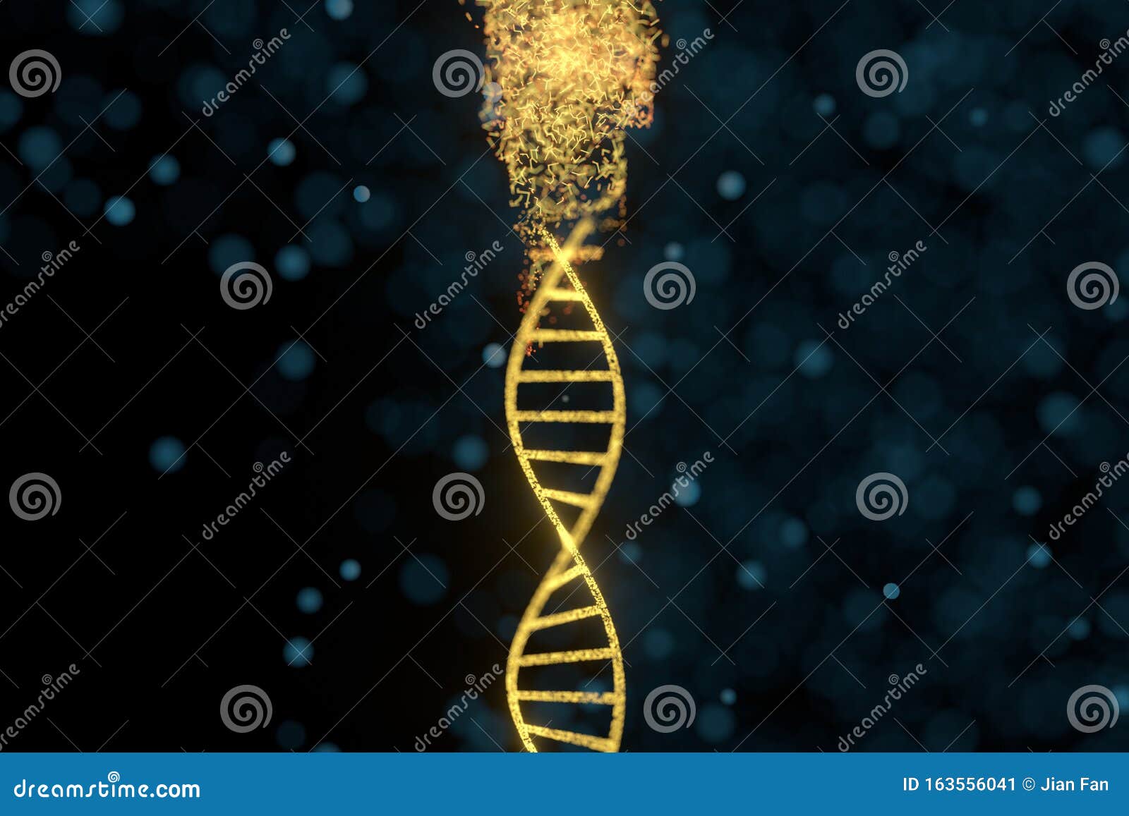 DNA Particles and Diffused Glowing Lines, 3d Rendering Stock ...
