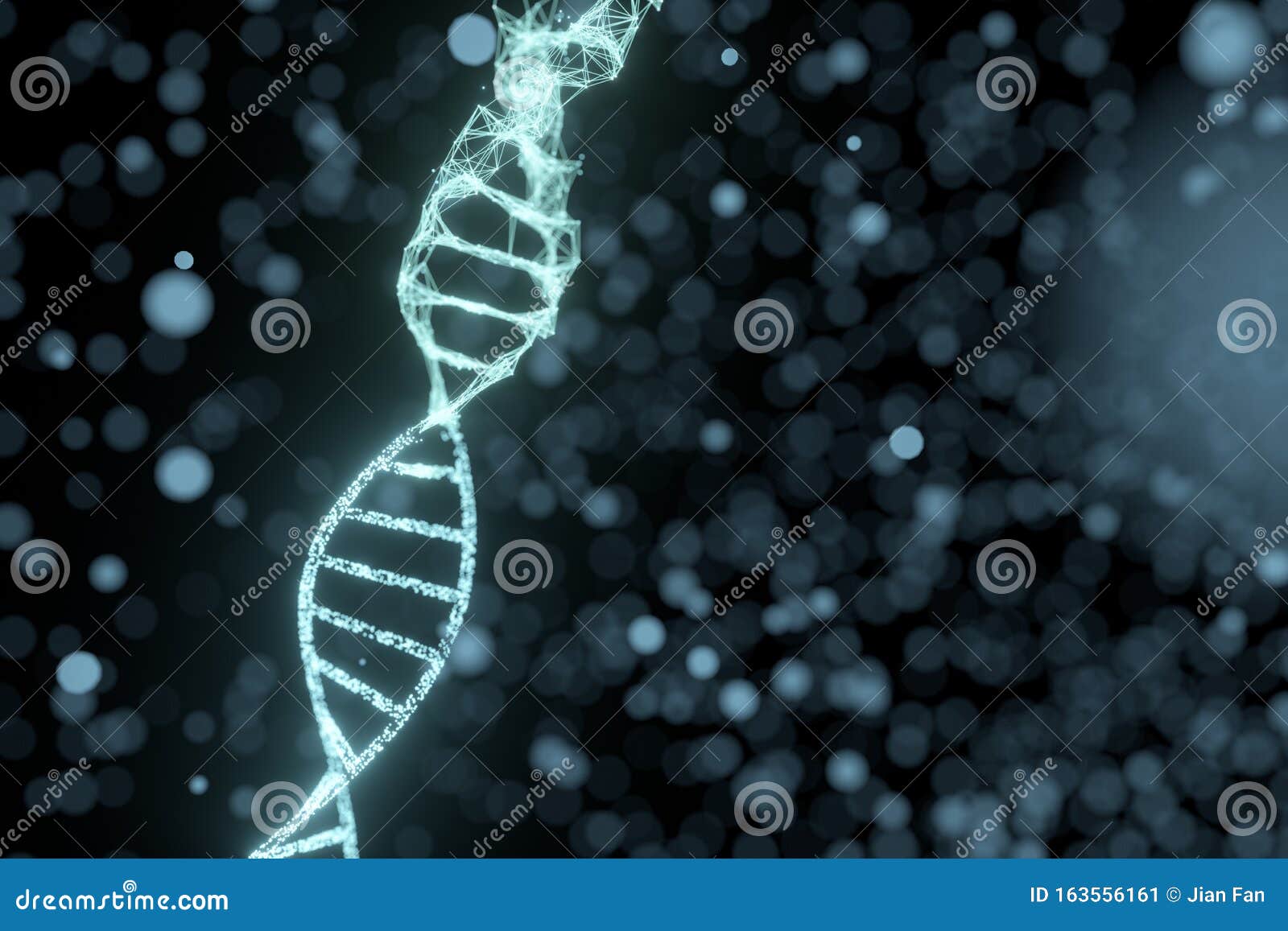 DNA Particles and Diffused Glowing Lines, 3d Rendering Stock ...