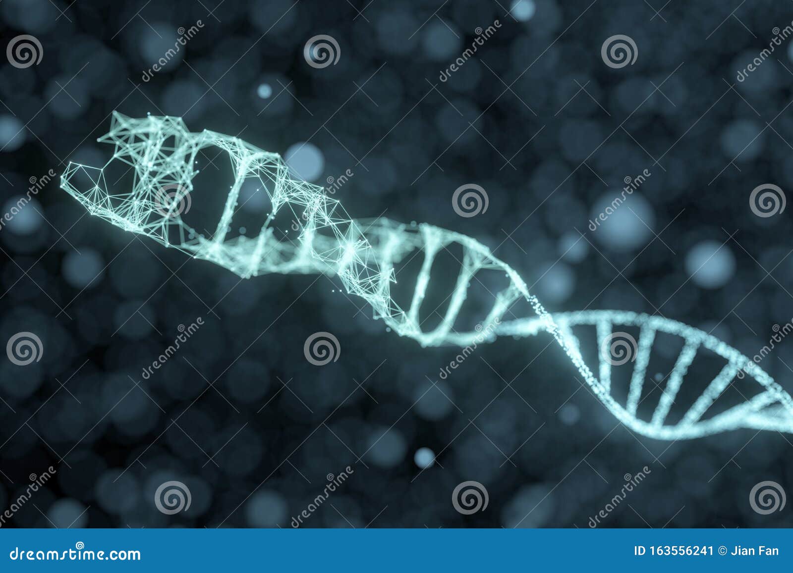 DNA Particles and Diffused Glowing Lines, 3d Rendering Stock ...