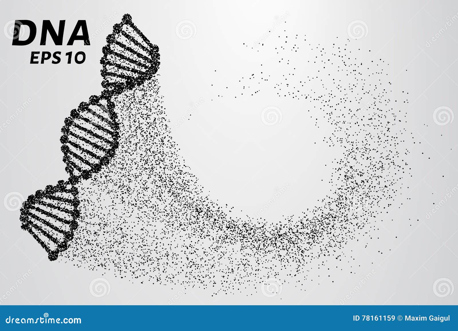DNA from the Particles. Silhouette of DNA Consists of Small Circles ...
