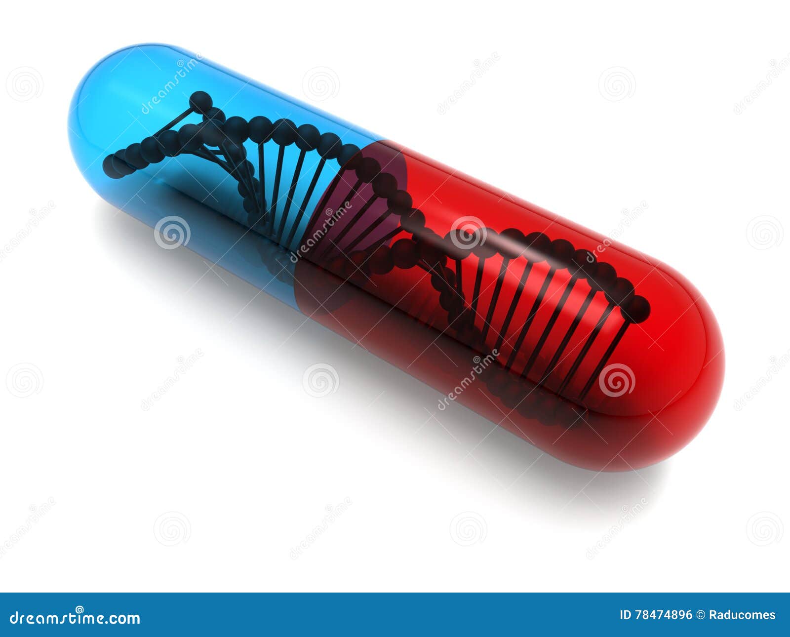 DNA in a Red and Blue Capsule Stock Illustration - Illustration of ...
