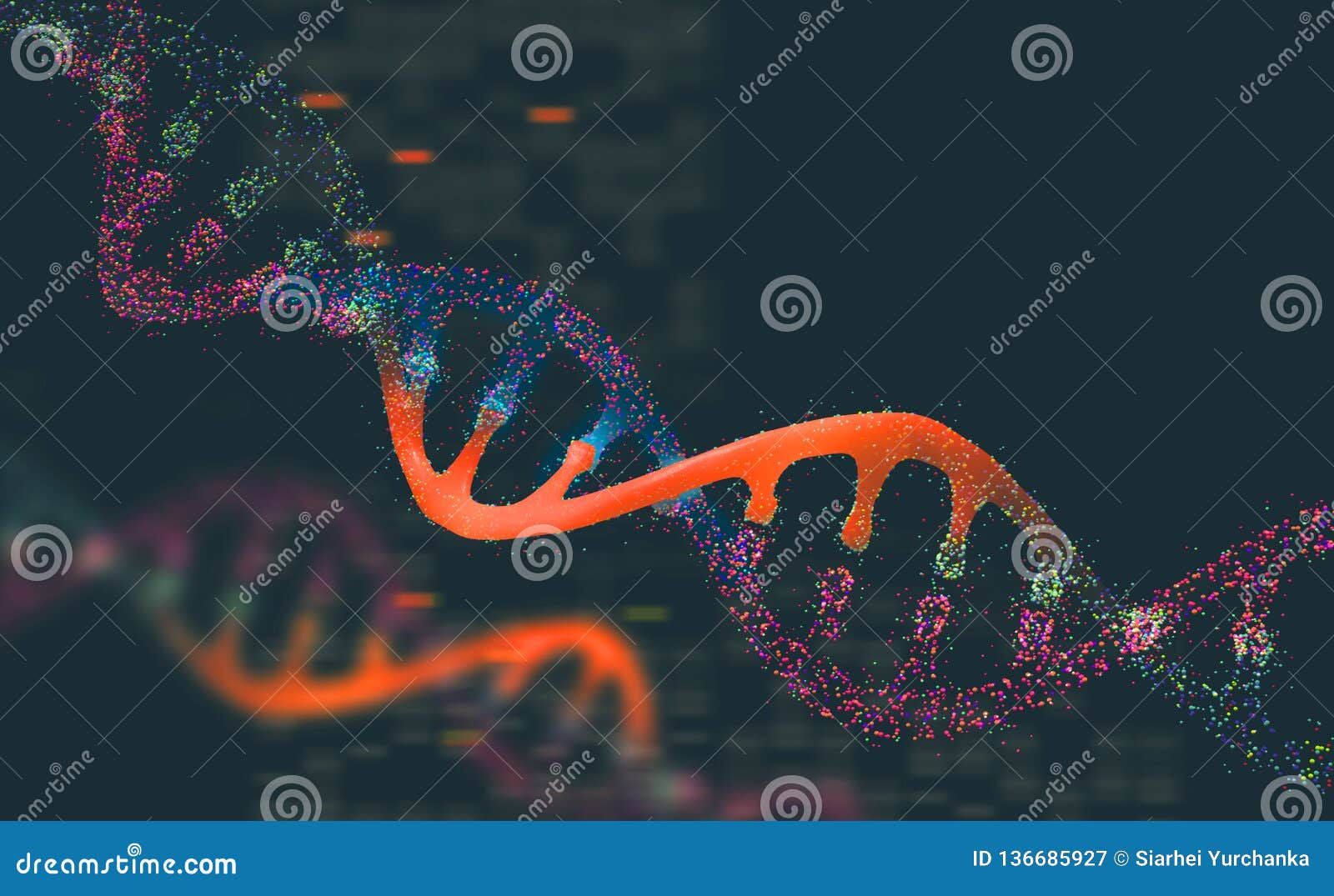DNA Research Molecule. 3D Illustration. Analysis of Structure Human ...