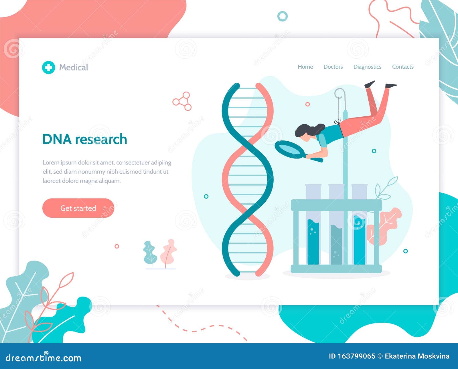 DNA research web banner stock vector. Illustration of layout - 163799065