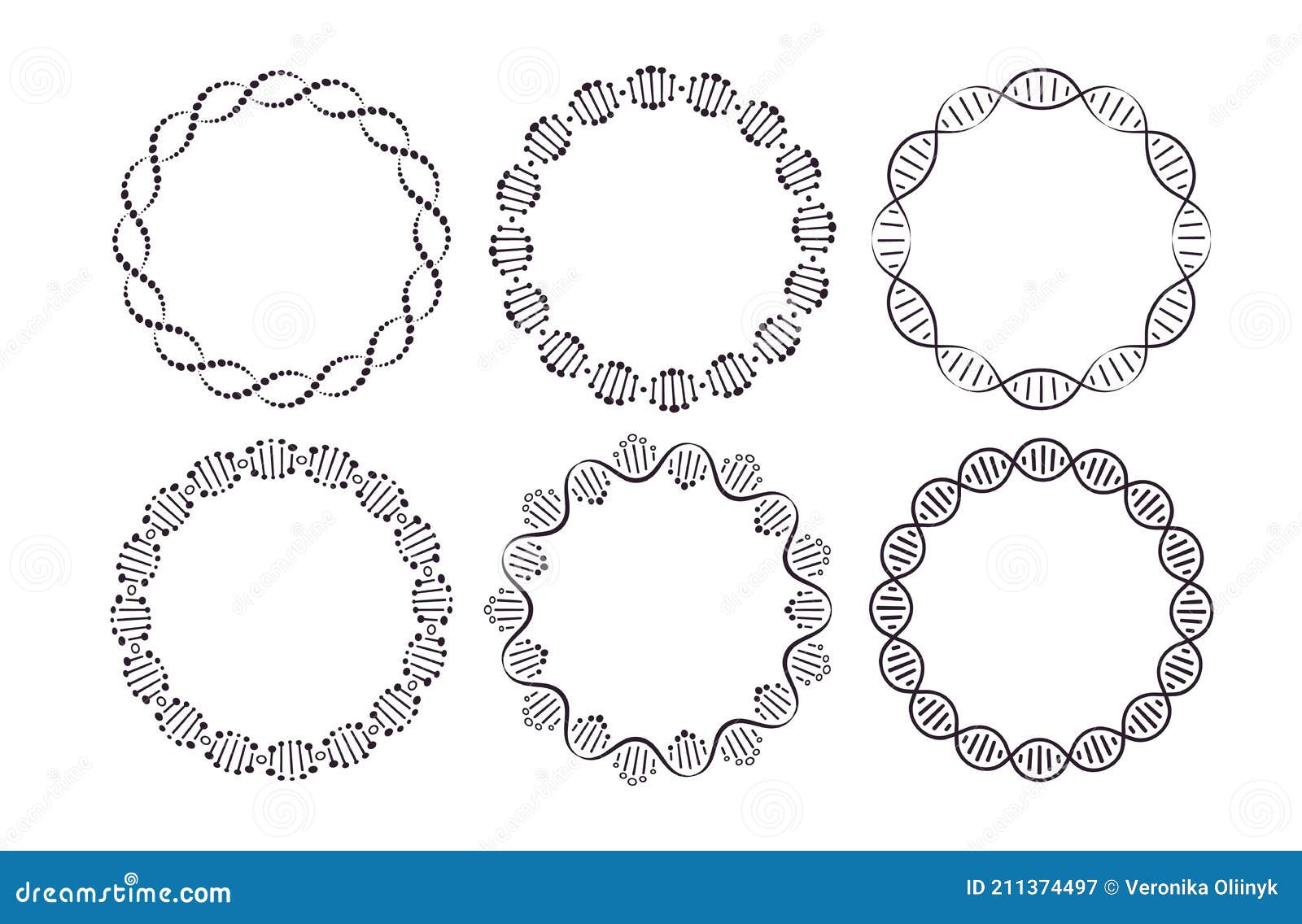 DNA Round Frames. Circle Framing With Genome Helix Structure Isolated ...