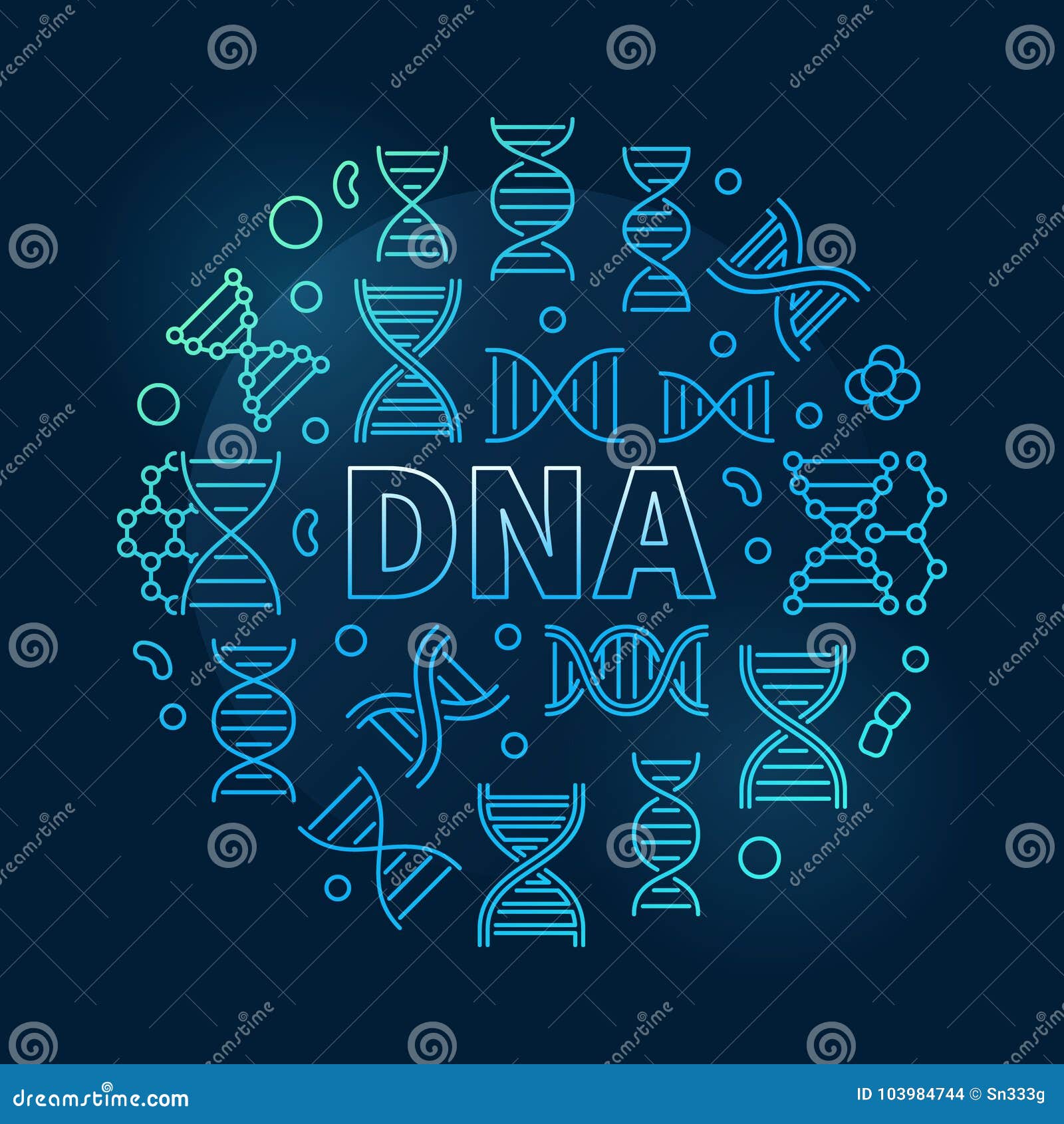 DNA Round Vector Science Blue Illustration Stock Vector - Illustration ...