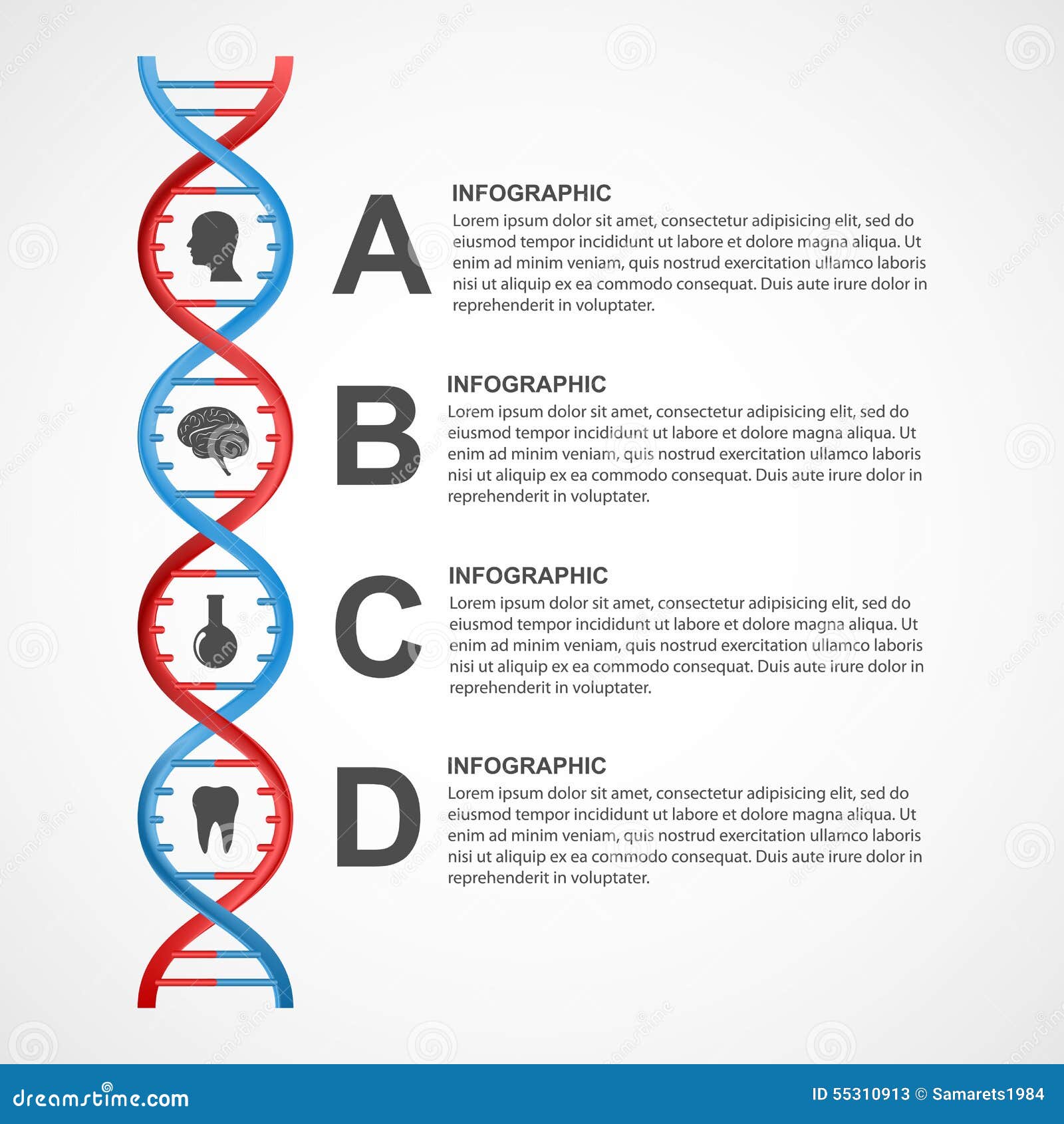 DNA science infographics. stock vector. Illustration of idea - 55310913