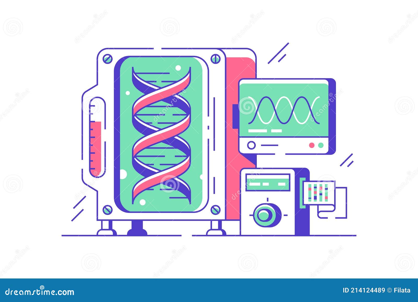 Dna scientific research stock vector. Illustration of machine - 214124489