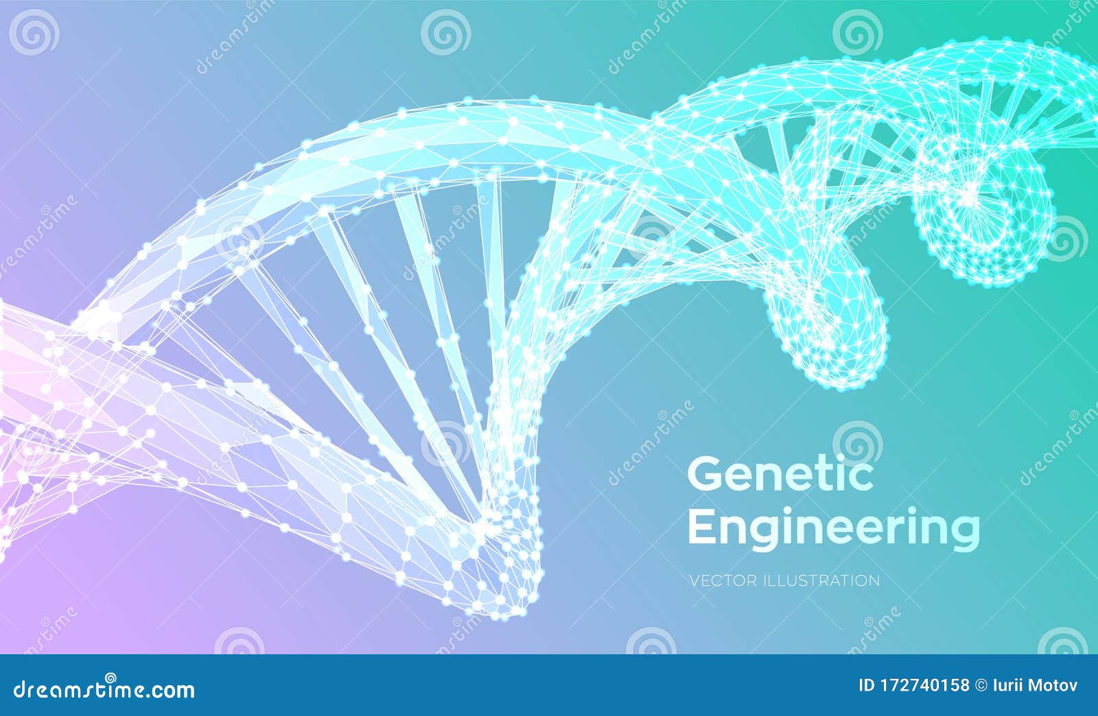 DNA Sequence. Abstract 3d Polygonal Wireframe DNA Molecules Structure ...
