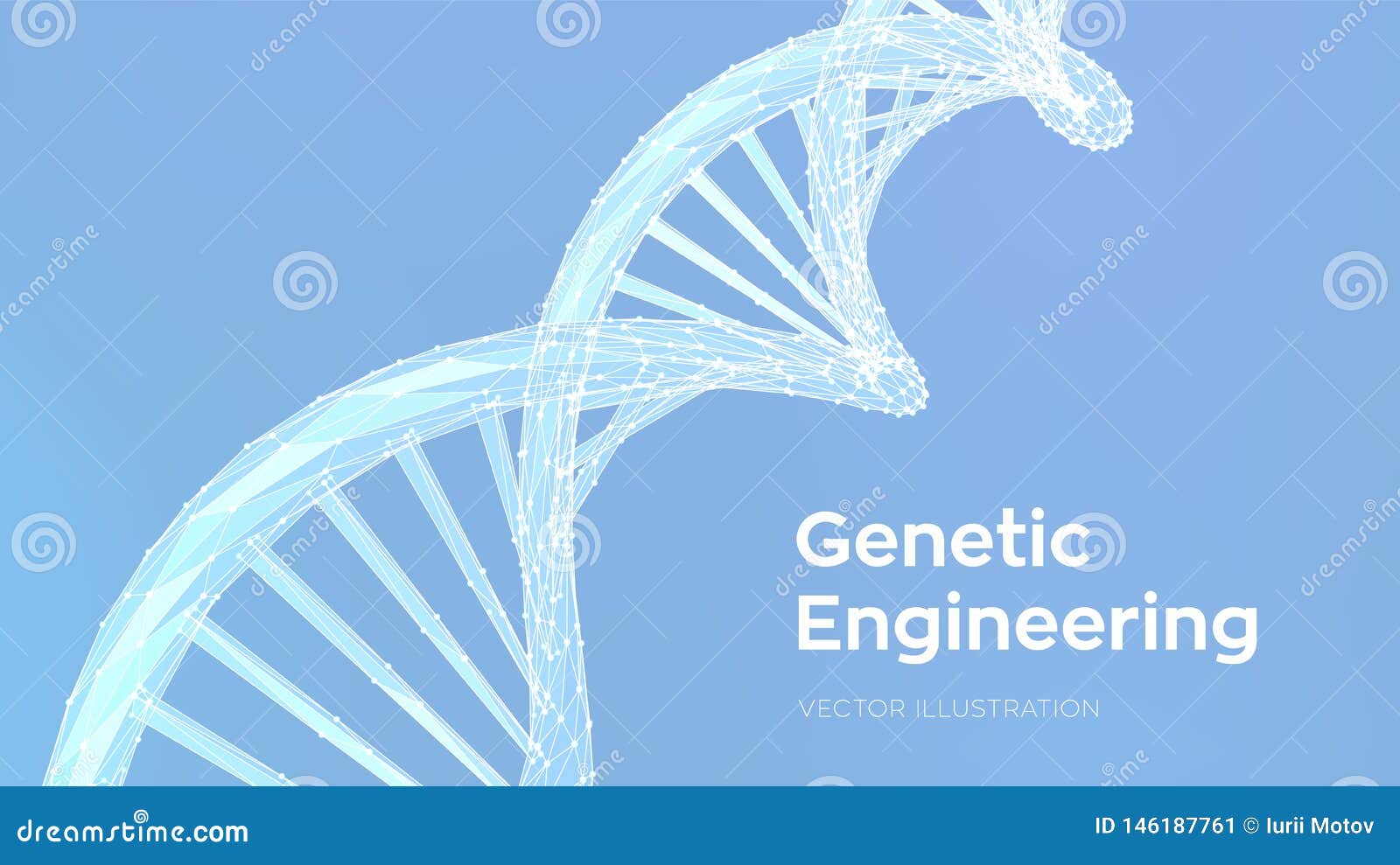 DNA Sequence. Abstract 3d Polygonal Wireframe DNA Molecules Structure ...