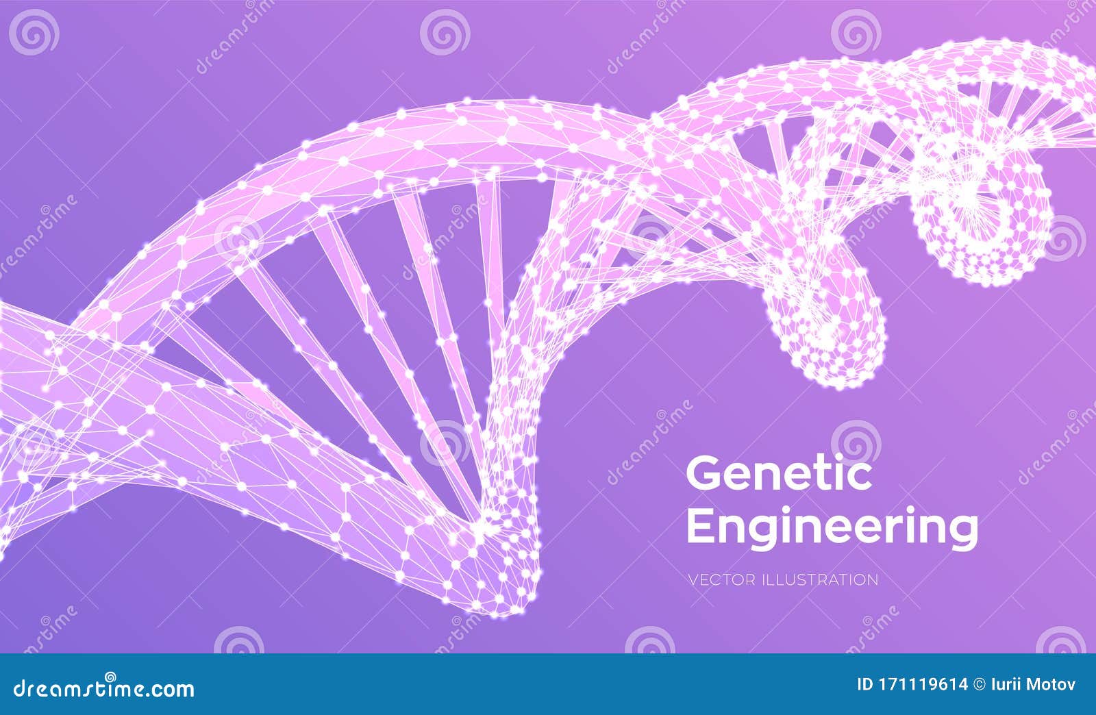 DNA Sequence. Abstract 3d Polygonal Wireframe DNA Molecules Structure ...