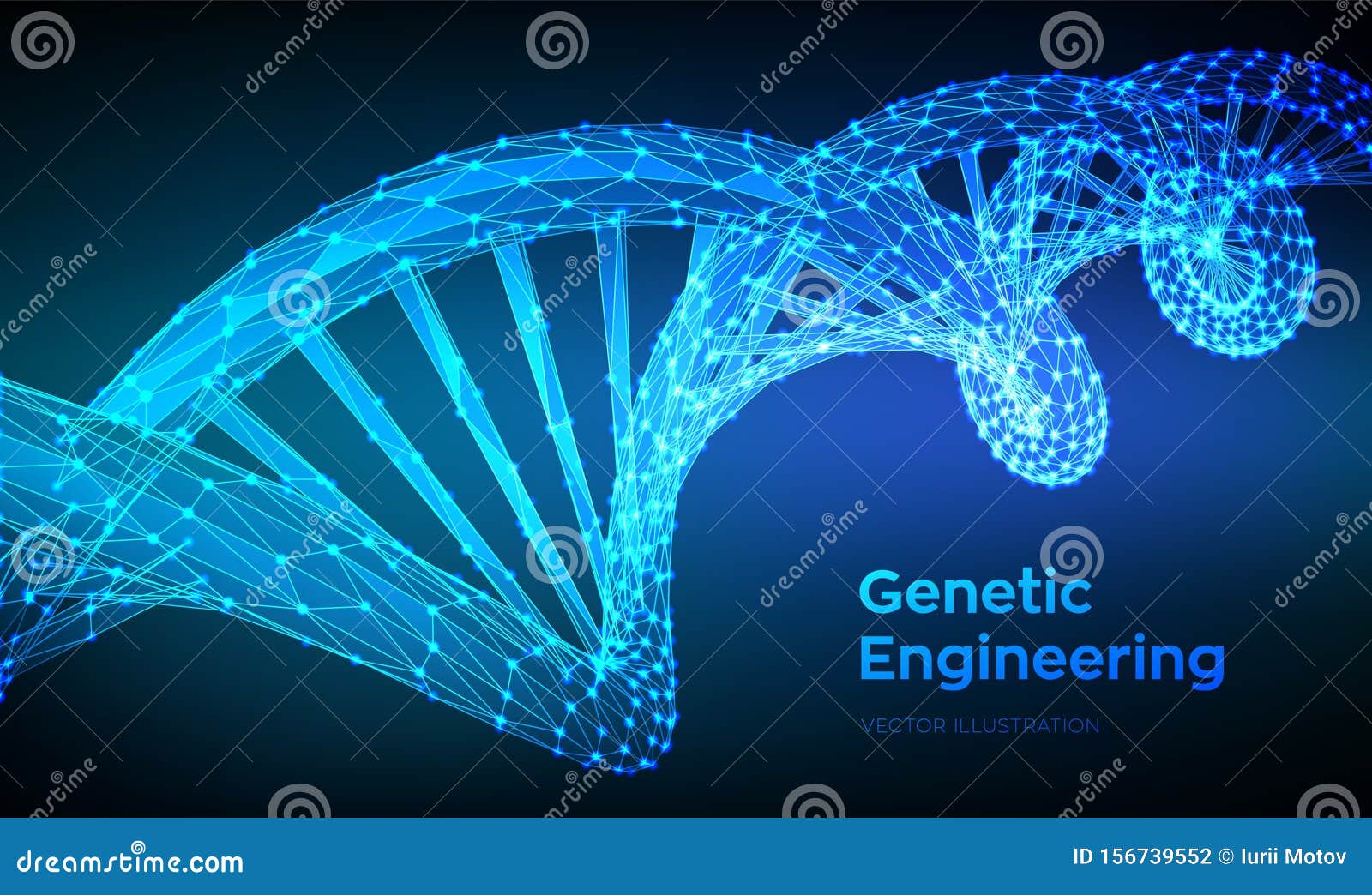 DNA Sequence. Abstract 3d Polygonal Wireframe DNA Molecules Structure ...