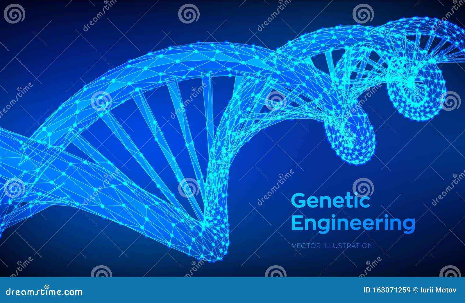 DNA Sequence. Abstract 3d Polygonal Wireframe DNA Molecules Structure ...