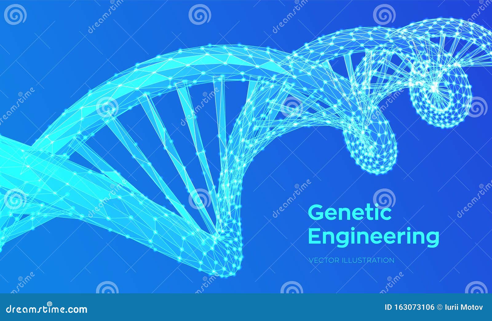 DNA Sequence. Abstract 3d Polygonal Wireframe DNA Molecules Structure ...