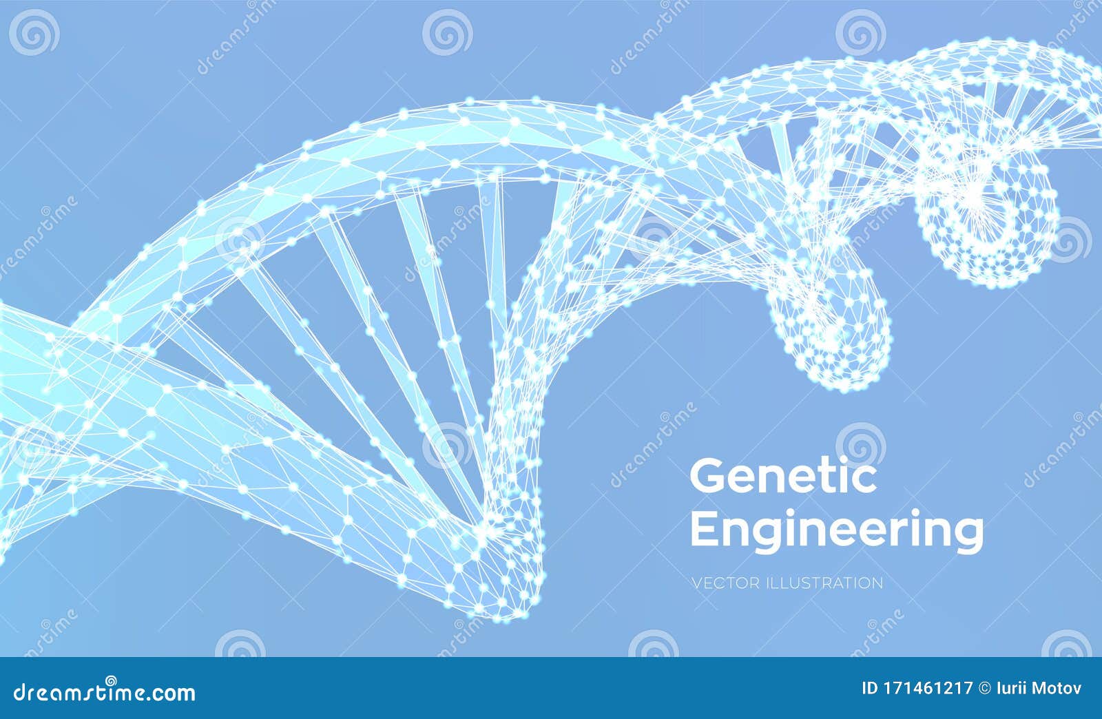 DNA Sequence. Abstract 3d Polygonal Wireframe DNA Molecules Structure ...