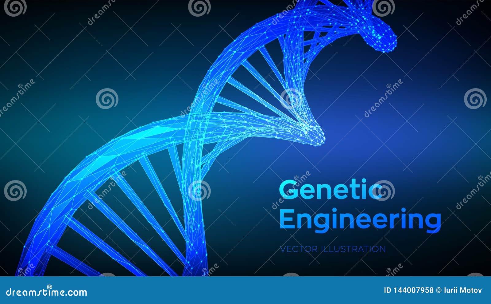 DNA Sequence. Abstract 3d Polygonal Wireframe DNA Molecules Structure ...