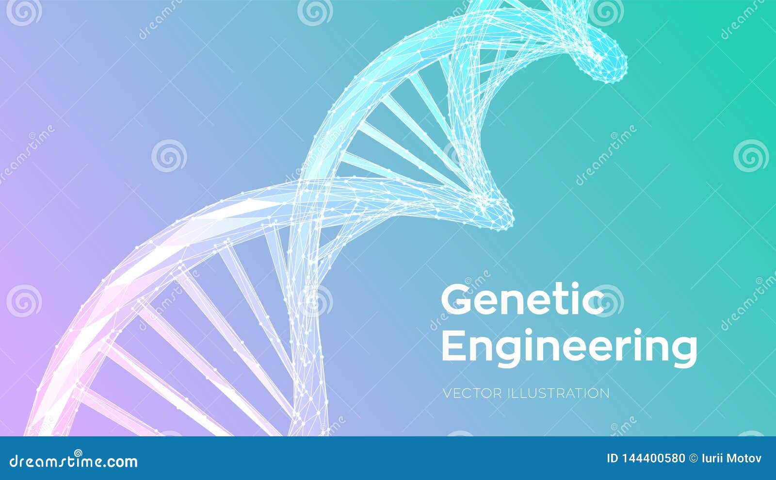 DNA Sequence. Abstract 3d Polygonal Wireframe DNA Molecules Structure ...