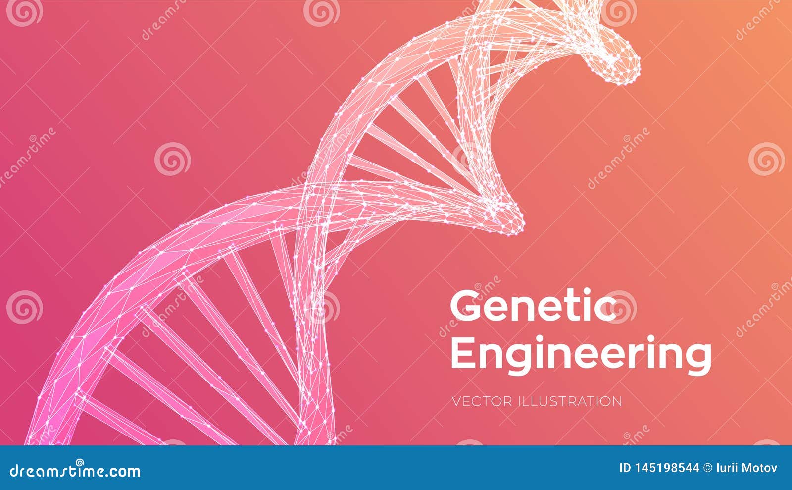 DNA Sequence. Abstract 3d Polygonal Wireframe DNA Molecules Structure ...